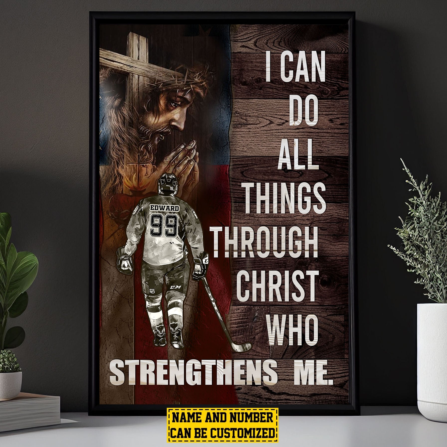 Personalized Motivational Hockey Canvas Painting, I Can Do All Things ...