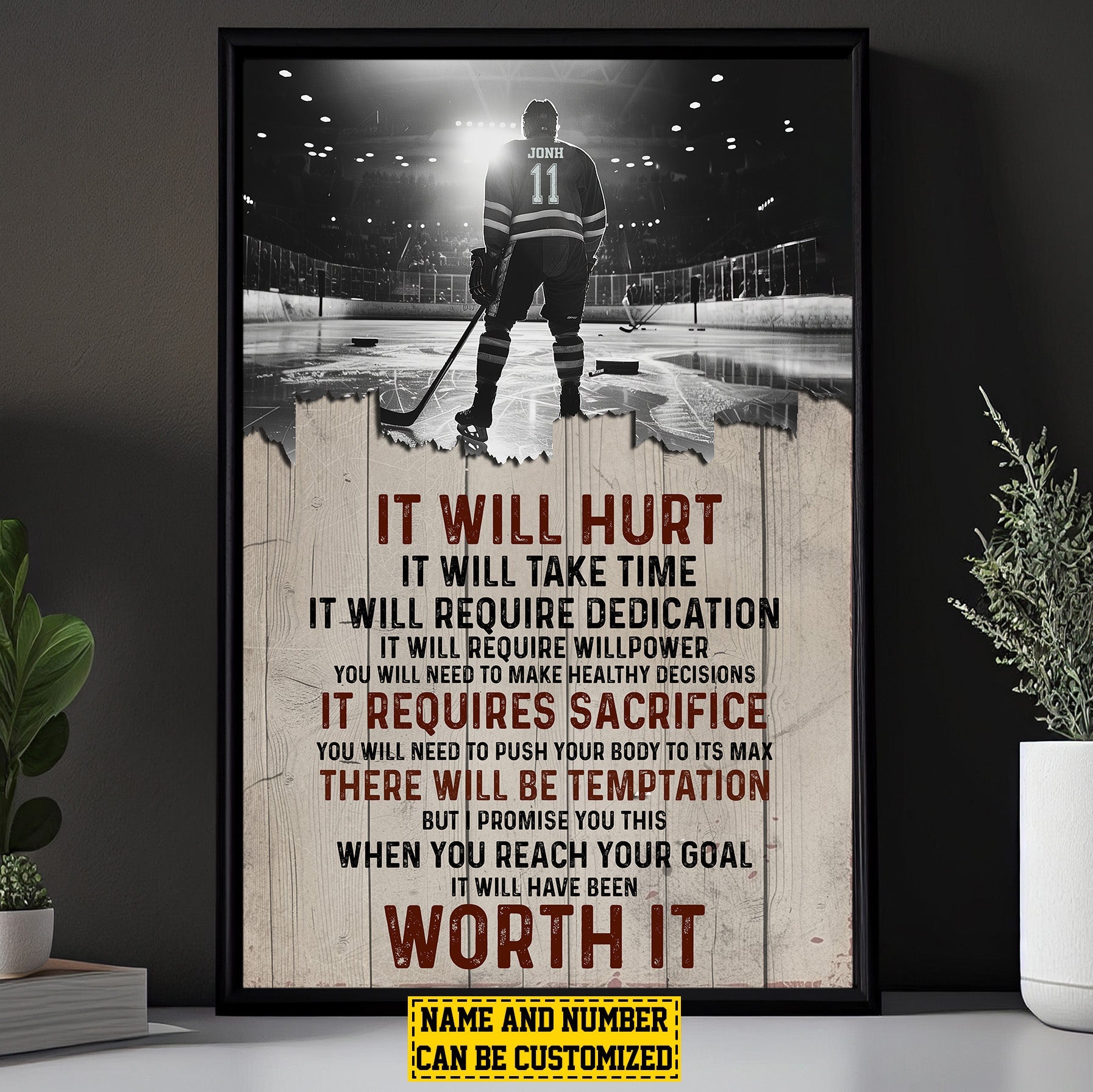 Personalized Motivational Hockey Canvas Painting, When You Reach Your ...
