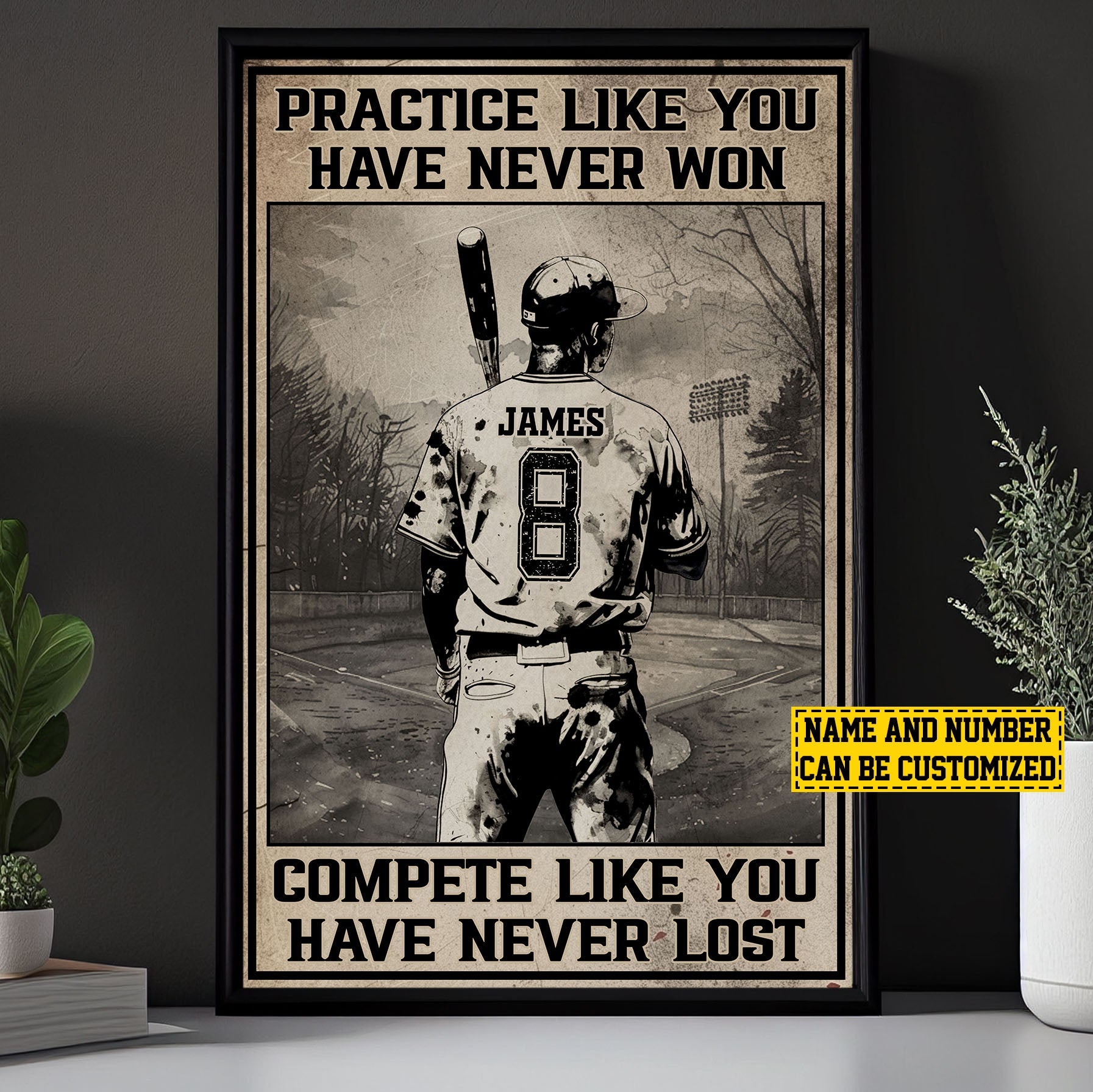 Personalized Baseball Boy Canvas Painting, Practice Like You Have Neve – Famhose