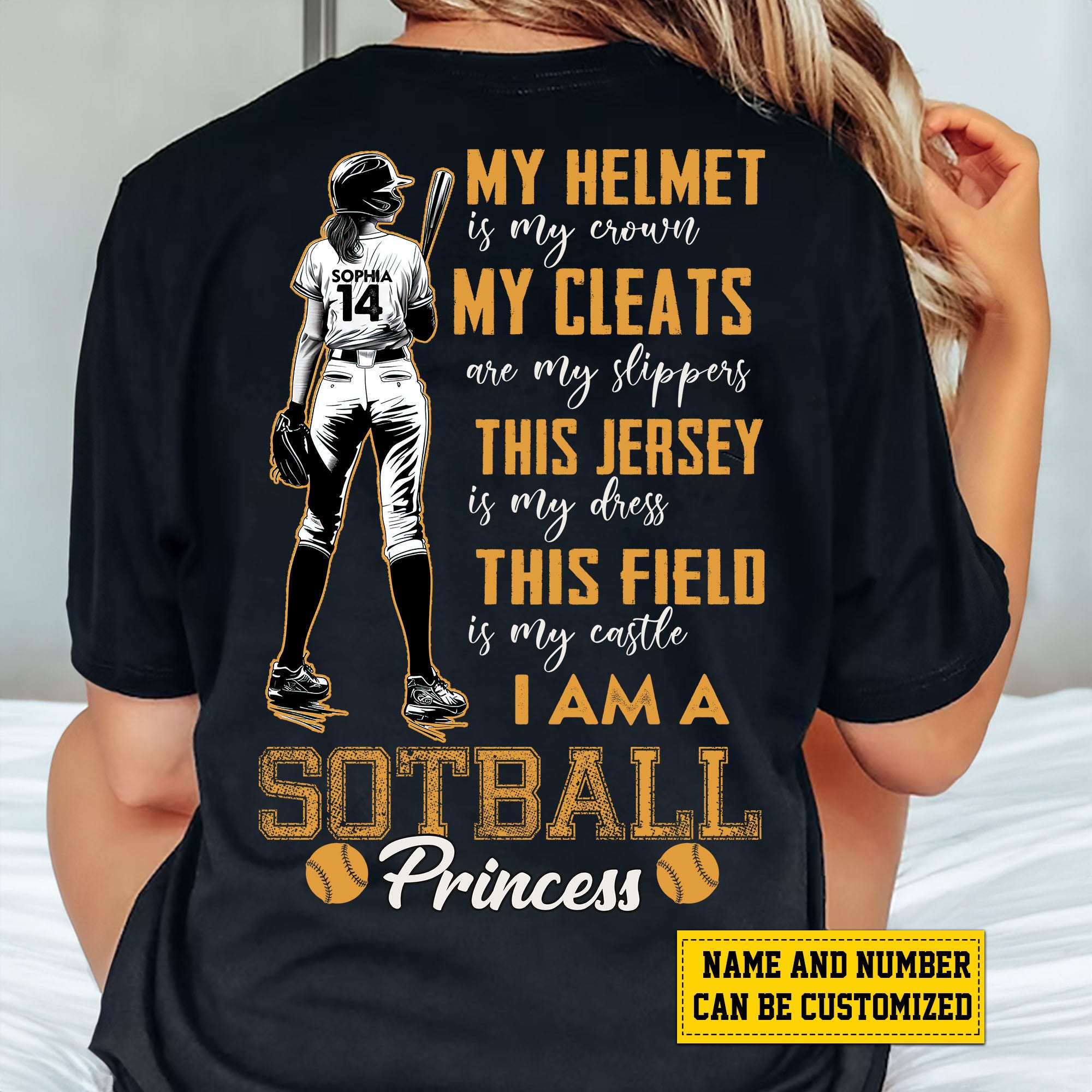 Personalized Softball Back Version T-shirt, I Am A Softball Princess, – Famhose