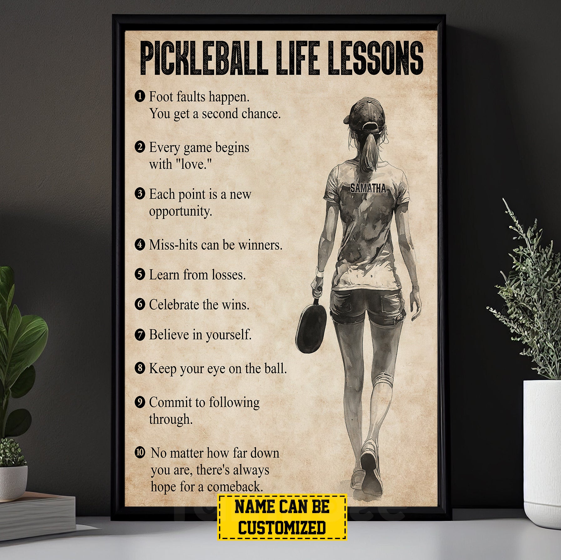 Personalized Motivational Pickleball Canvas Painting, Inspirational Qu ...