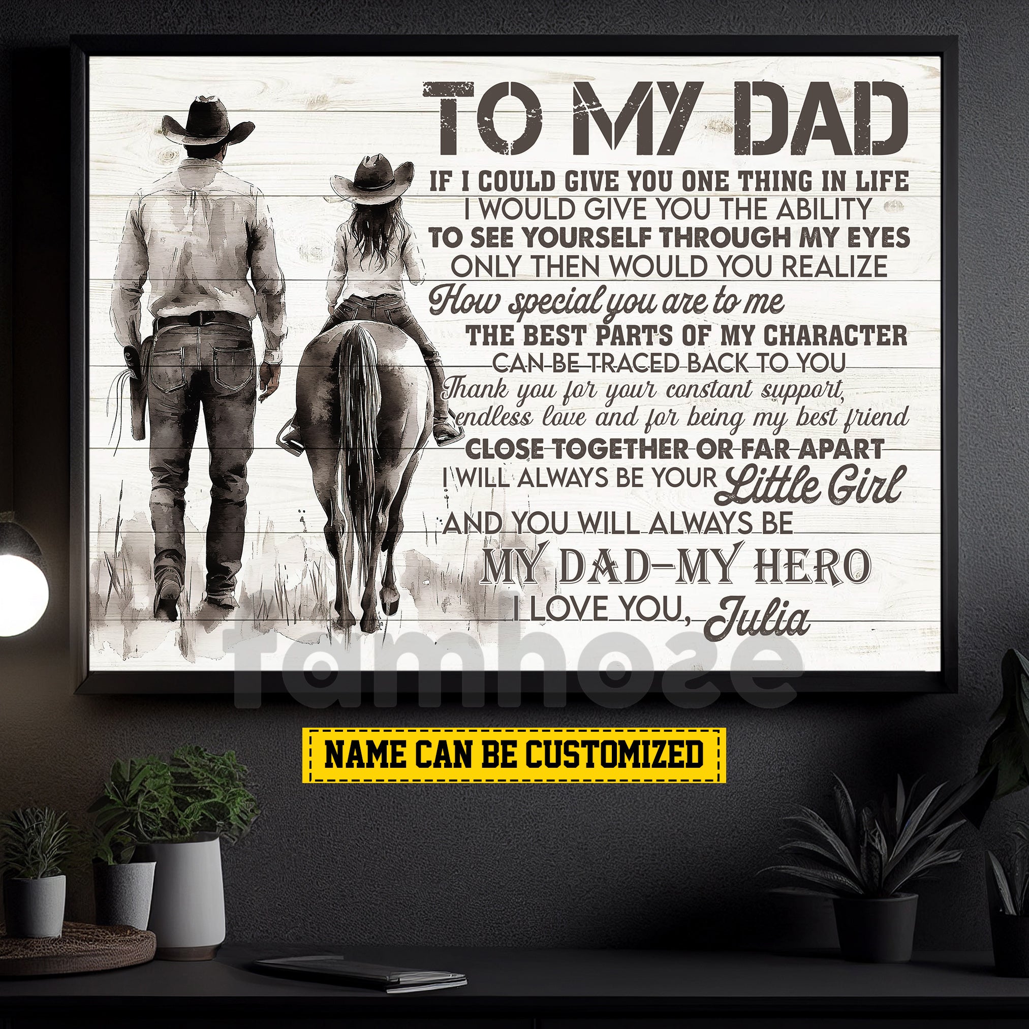 Personalized Horse Riding Cowboy Dad Daughter Canvas Painting, To My D ...