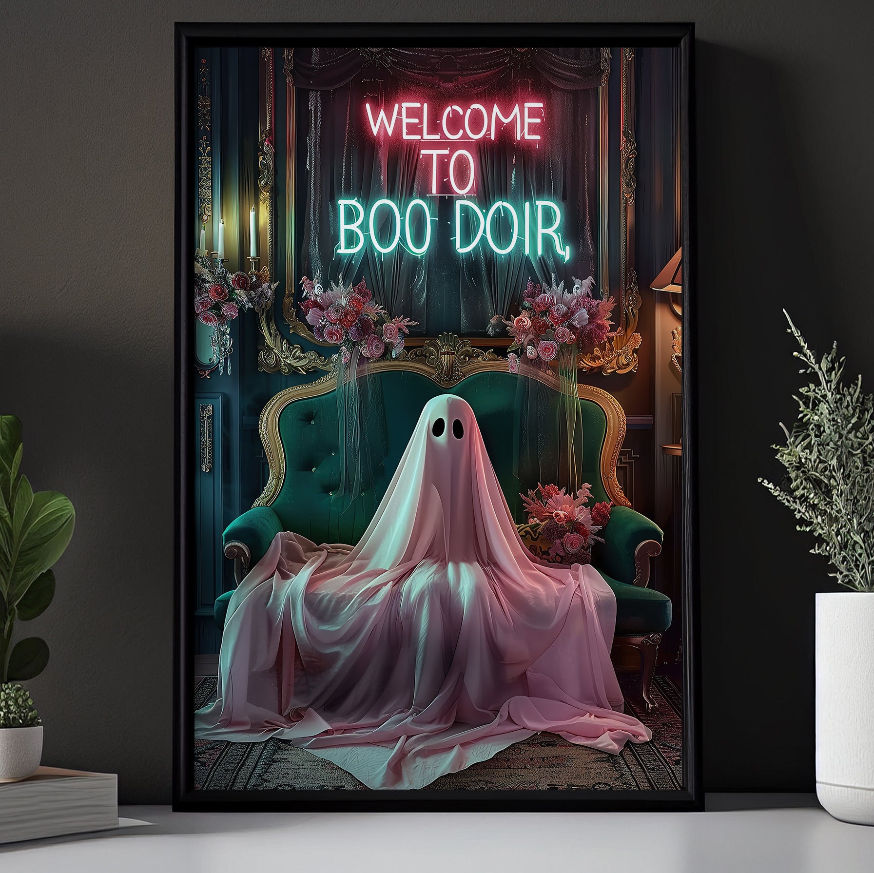 Welcome To Boo Doir, Ghost Canvas Painting, Spooky Season Wall Art Dec ...