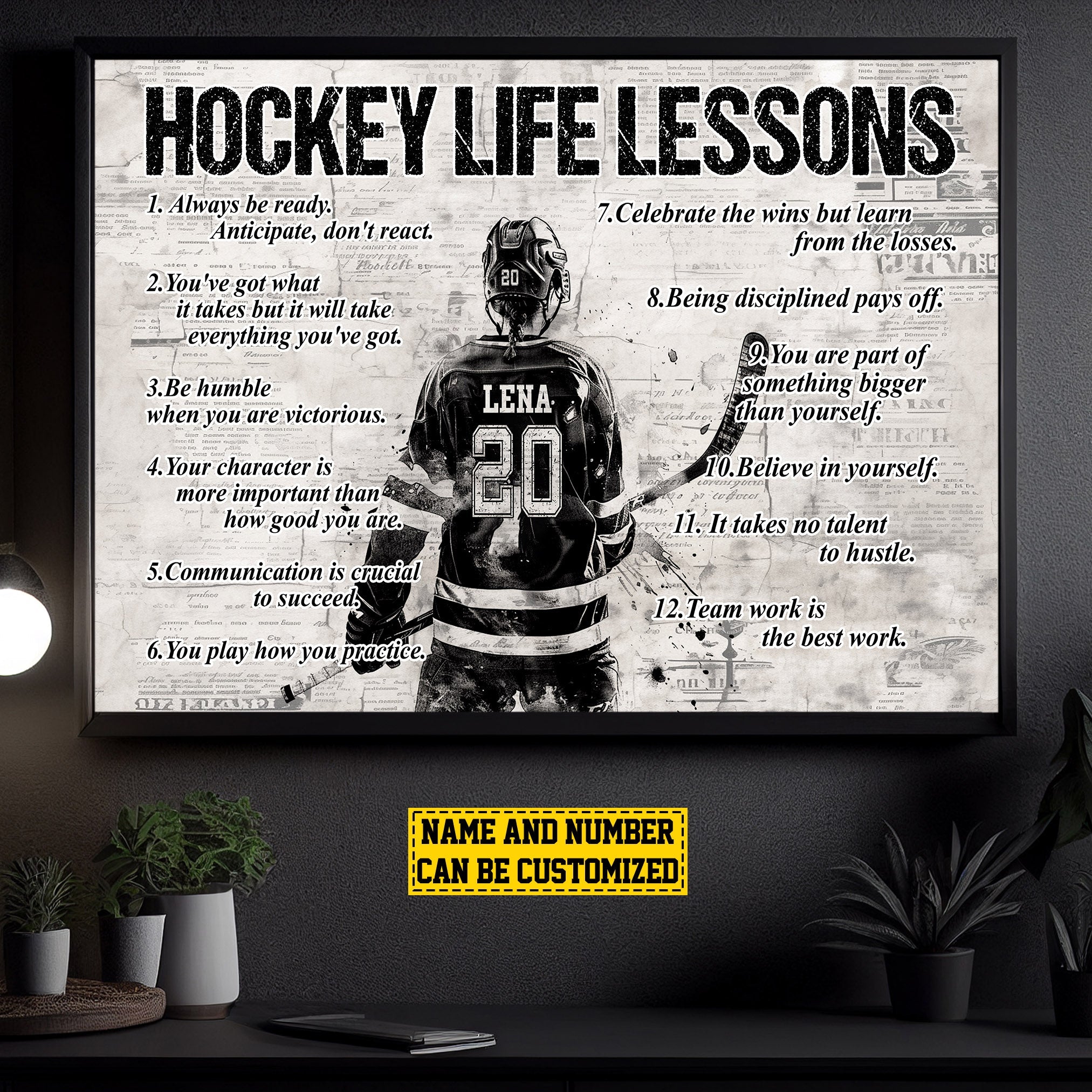 Personalized Motivational Hockey Girl Canvas Painting, Hockey Life Les ...
