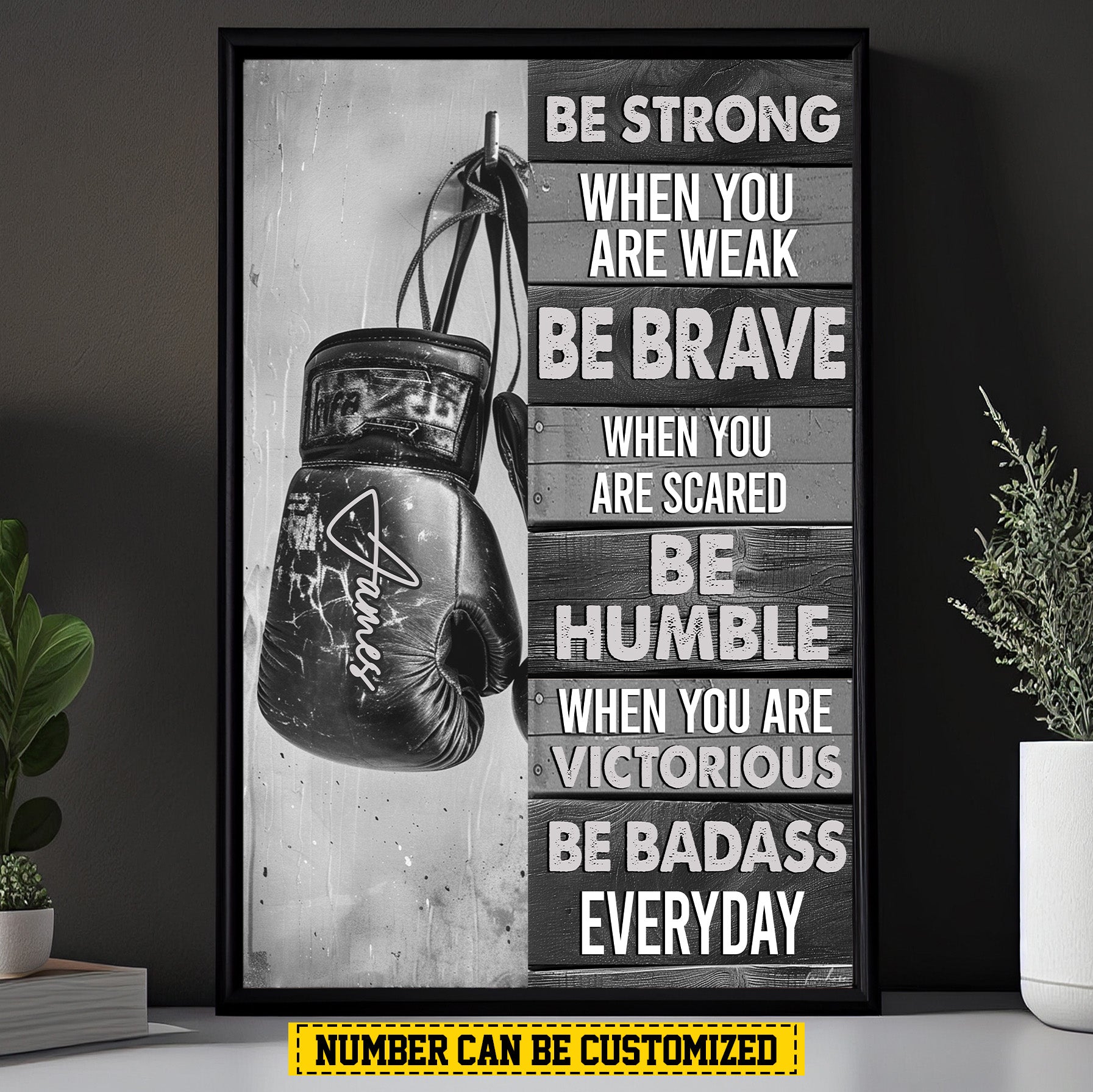 Personalized Boxing Canvas Painting, Be Strong Brave Humble Badass ...