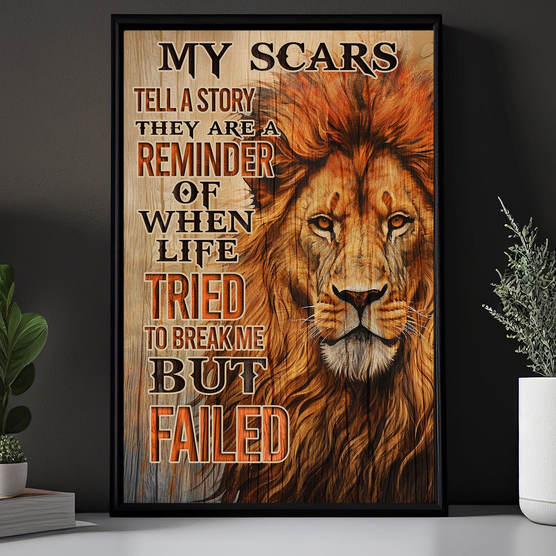 My Scars Tell A Story Reminder Me, Lion Canvas Painting, Wall Art Deco ...