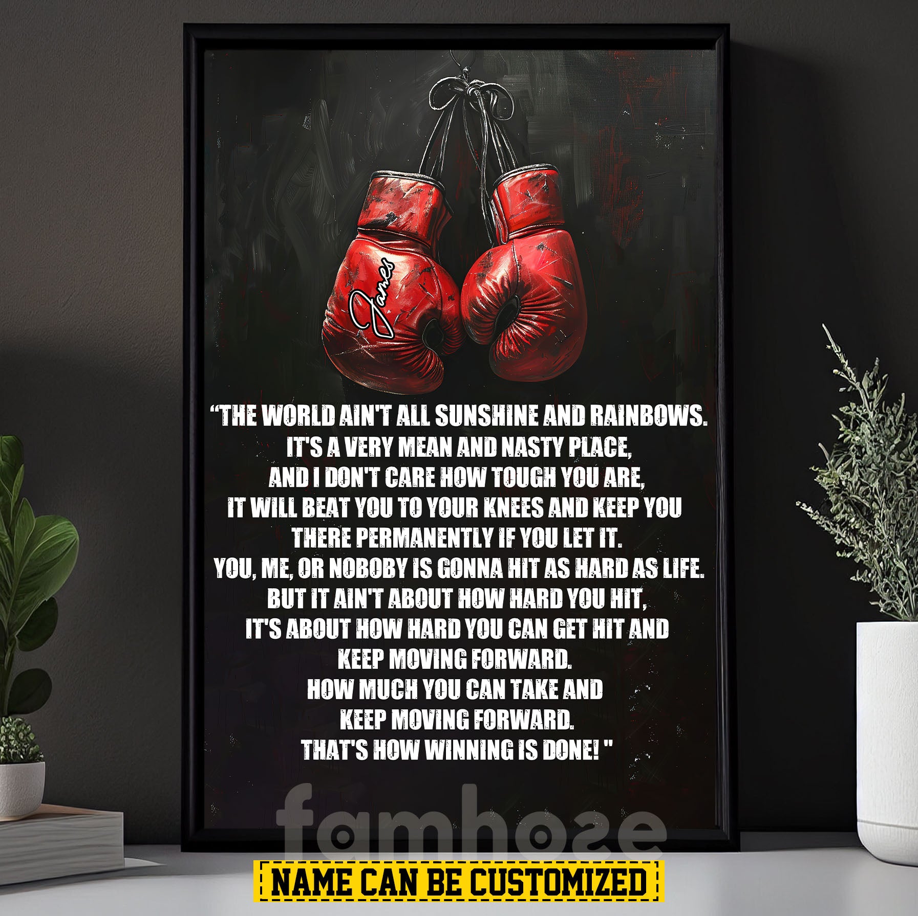 Personalized Boxing Canvas Painting, Keep Moving Forward, Sports Quote ...