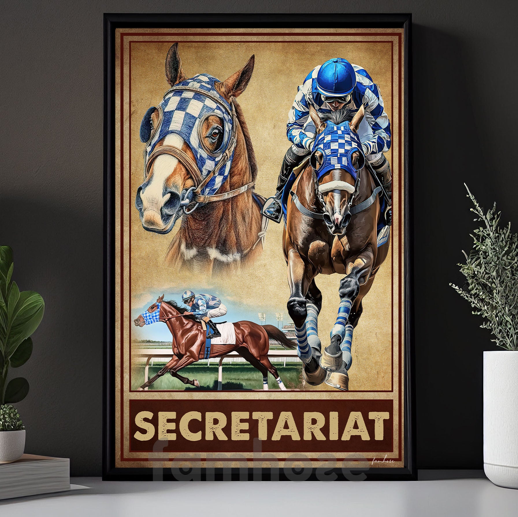 Cool Secretariat Horse Canvas Painting, Horse Racing Wall Art Decor, P ...