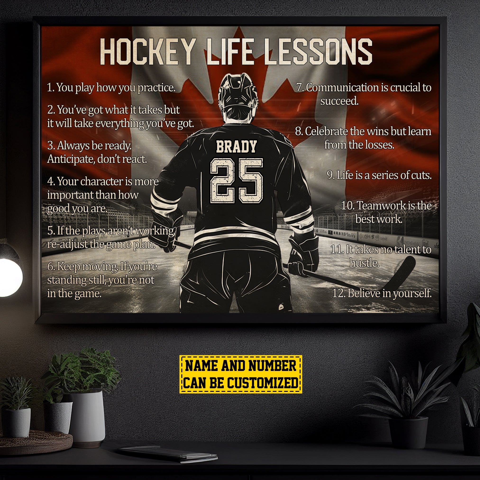 Personalized Motivational Hockey Boy Canvas Painting, Hockey Life Less ...