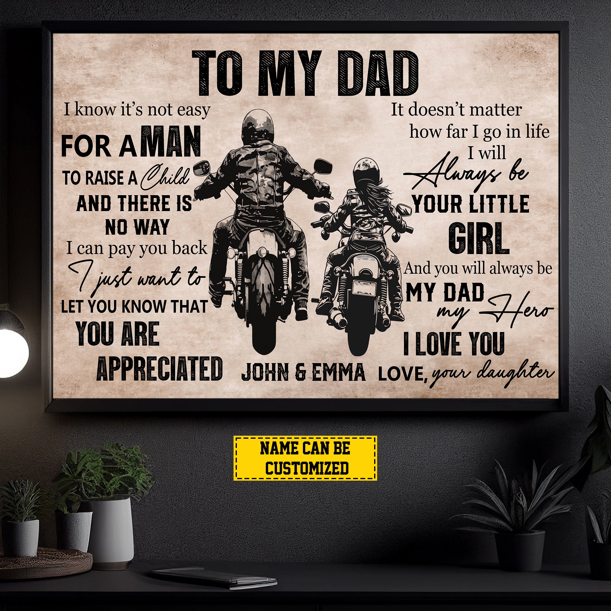 To My Dad You Will Always Be My Dad My Hero, Personalized Biker Canvas ...