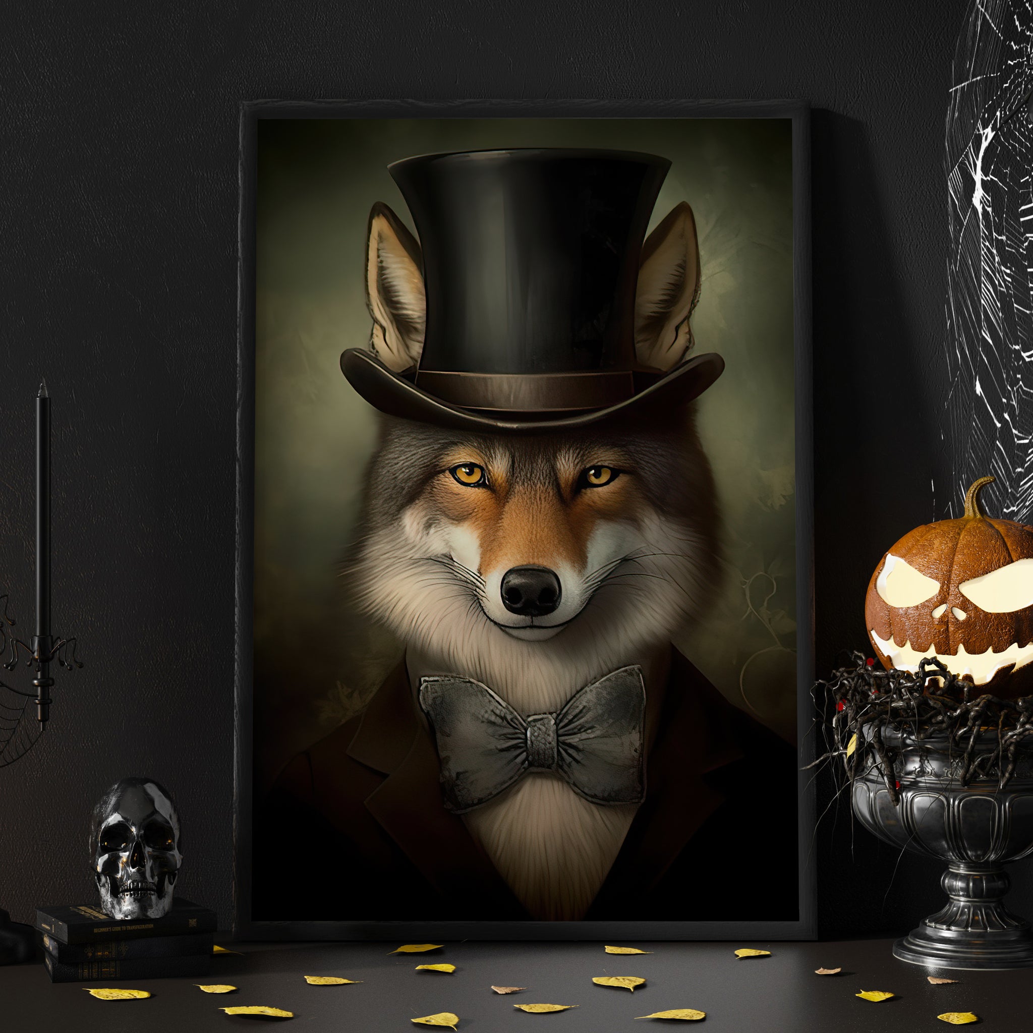 Victorian Wolf In Suit Portrait, Gothic Canvas Painting, Victorian Ani ...