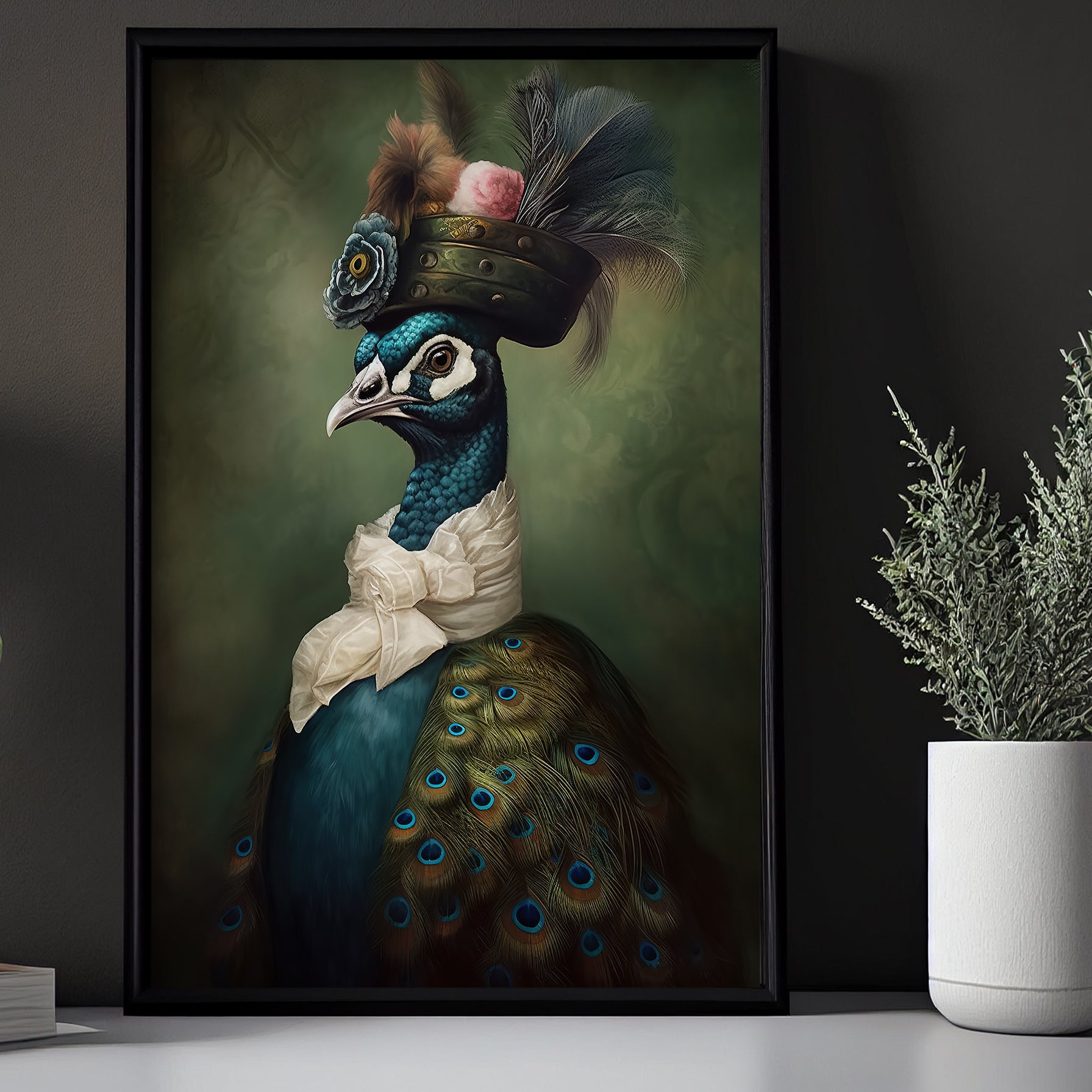 Victorian Peacock Earl, Gothic Vintage Canvas Painting, Victorian Anim ...