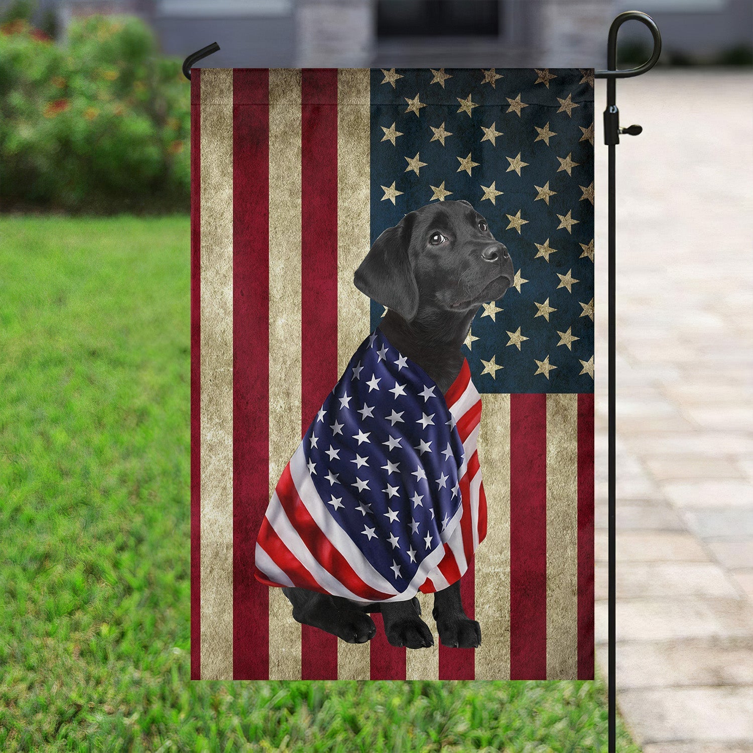 Dog American Flag, Labrador Dog With A USA Flag July 4th Gift For Dog ...
