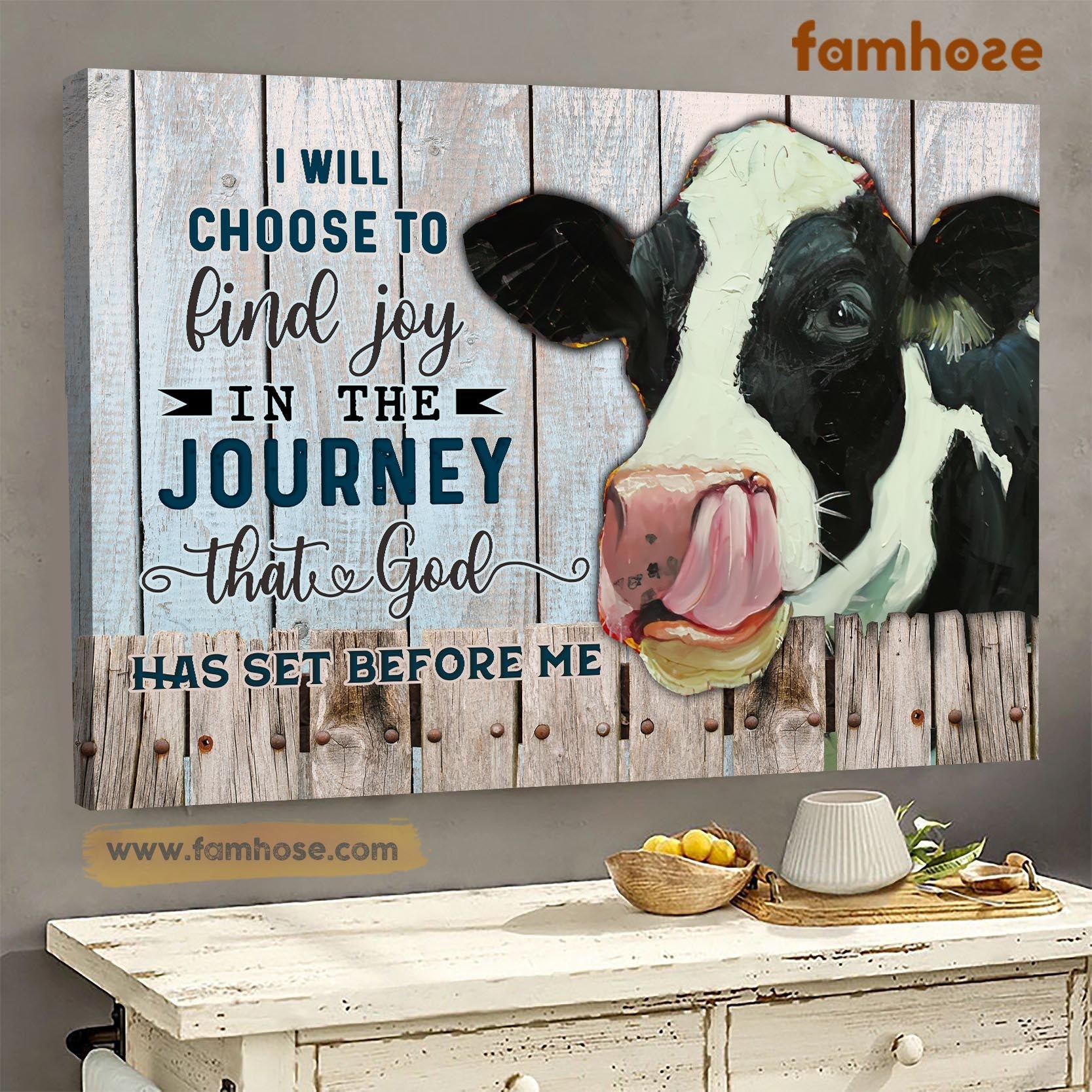 Cow Poster & Canvas, I Will Choose To Find Joy In The Journey, Cow Can ...