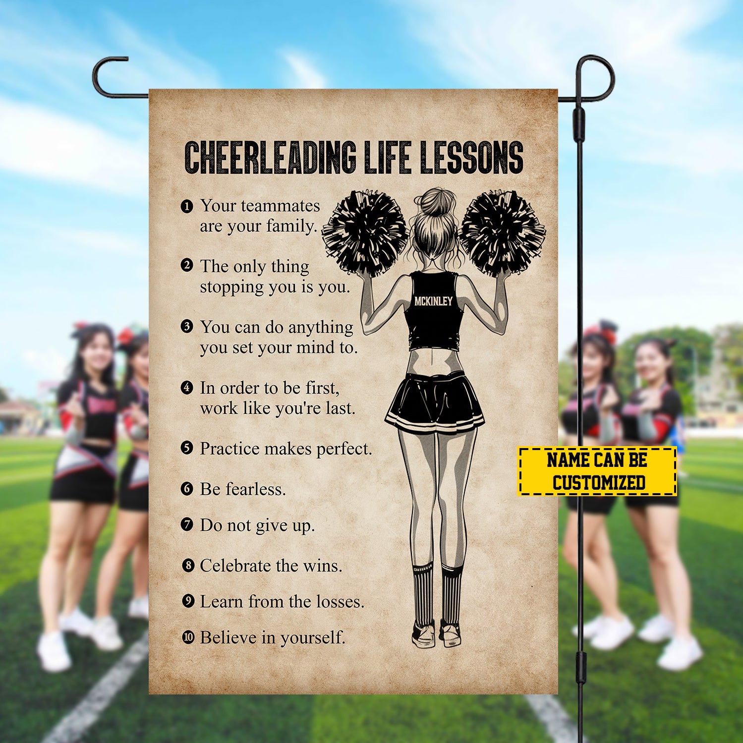 Personalized Cheerleading Life Lessons Garden Flag, Sports Outdoor Dec ...