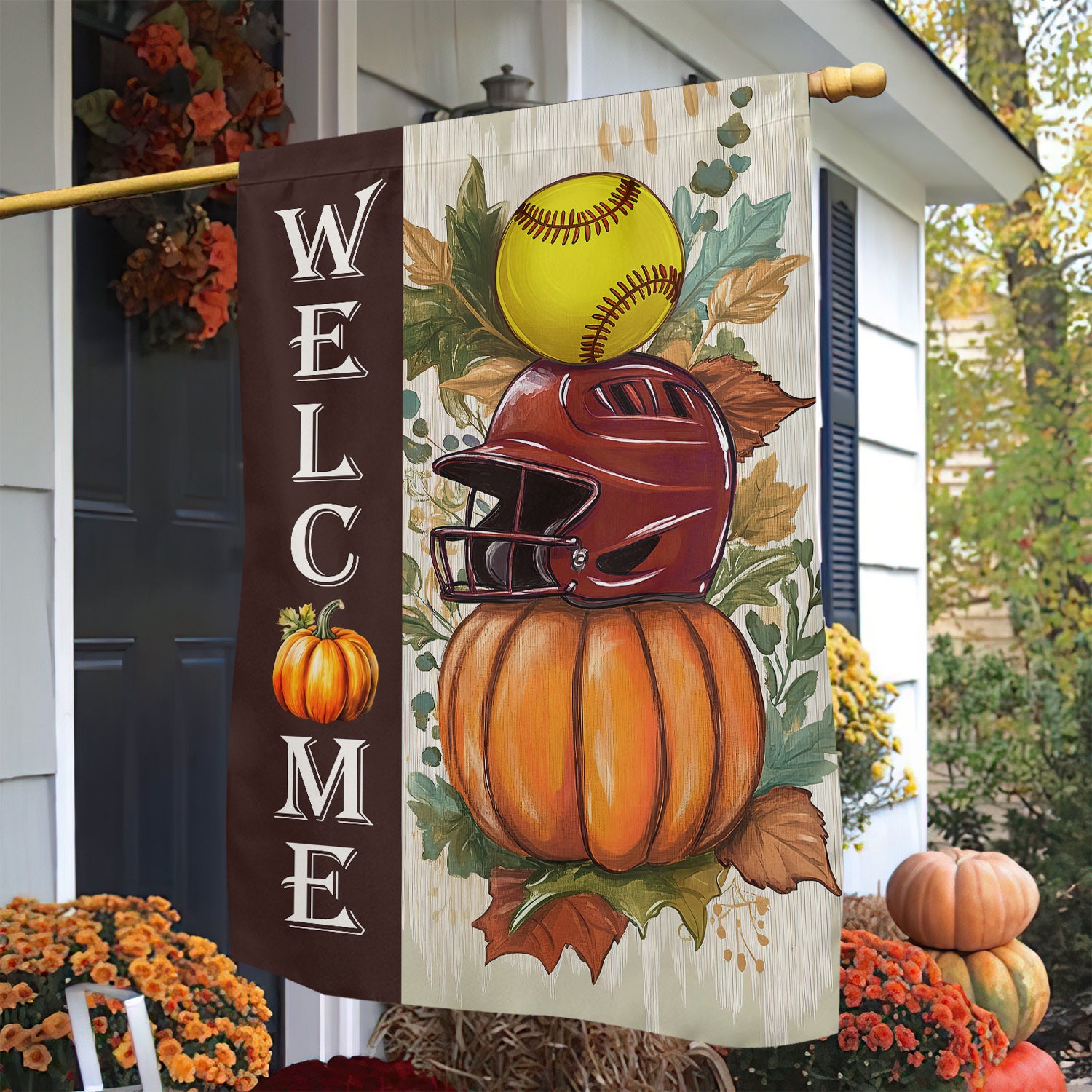 Vintage Softball Garden Flag & House Flag, Welcome Outdoor Decor, Yard ...