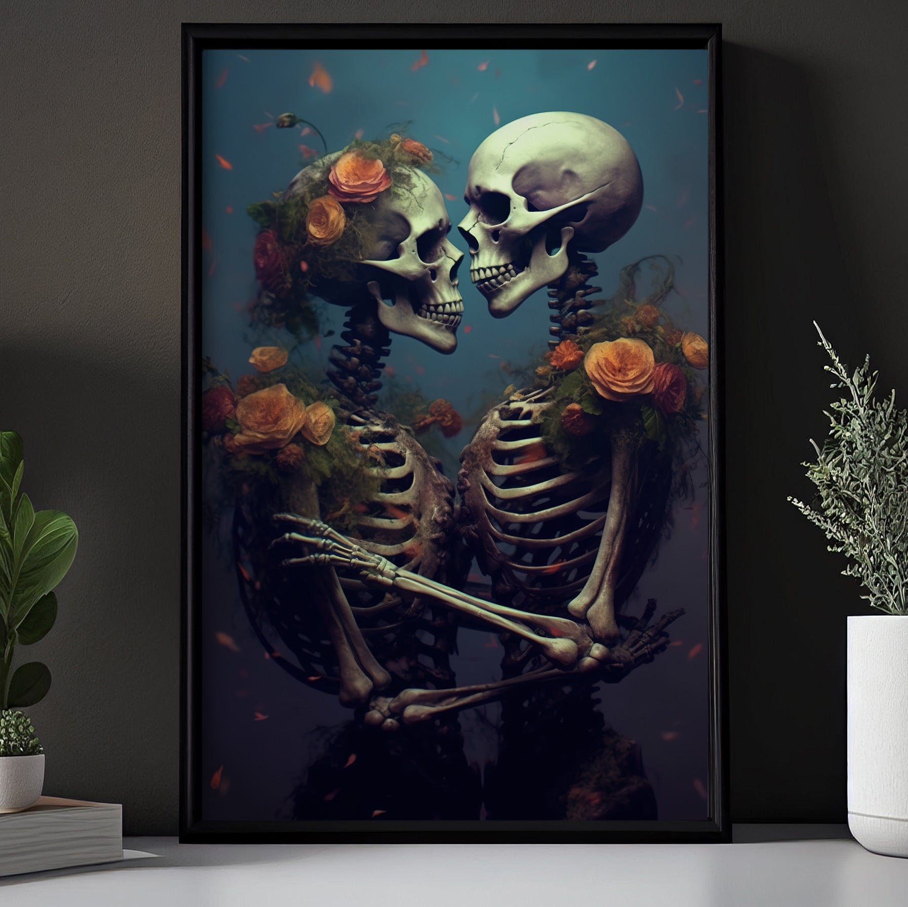 The Romantic Couple Skeleton Gothic Portrait, Skull Canvas Painting, L ...