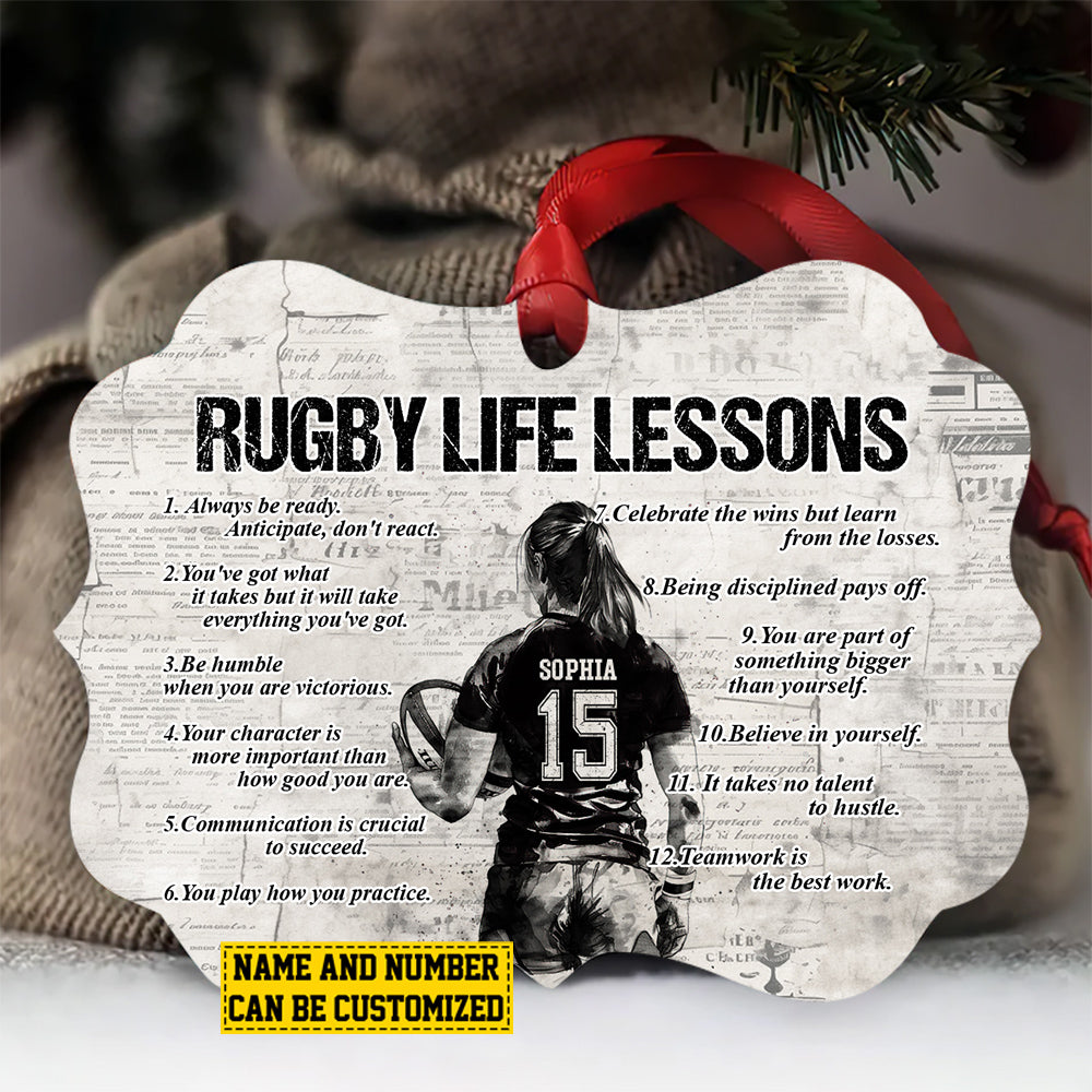 Personalized Rugby Girl Christmas Ornament, Rugby Life Lessons, Xmas A ...