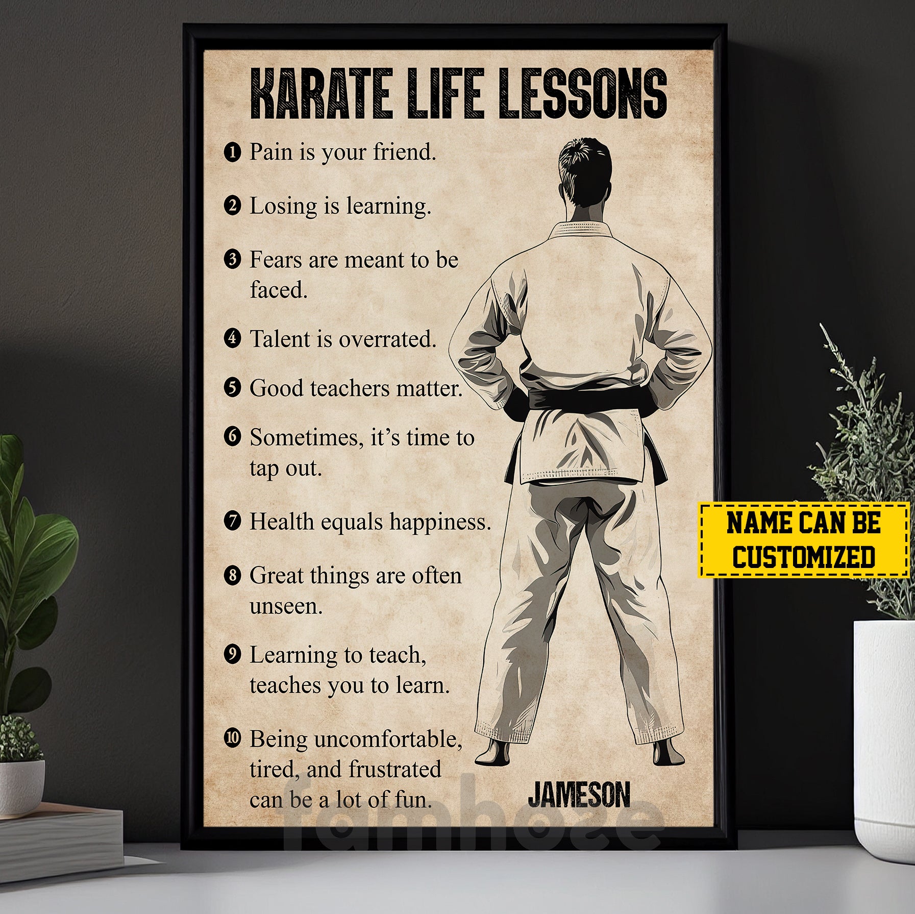 Motivational Personalized Karate Boy Canvas Painting, Karate Life Less ...