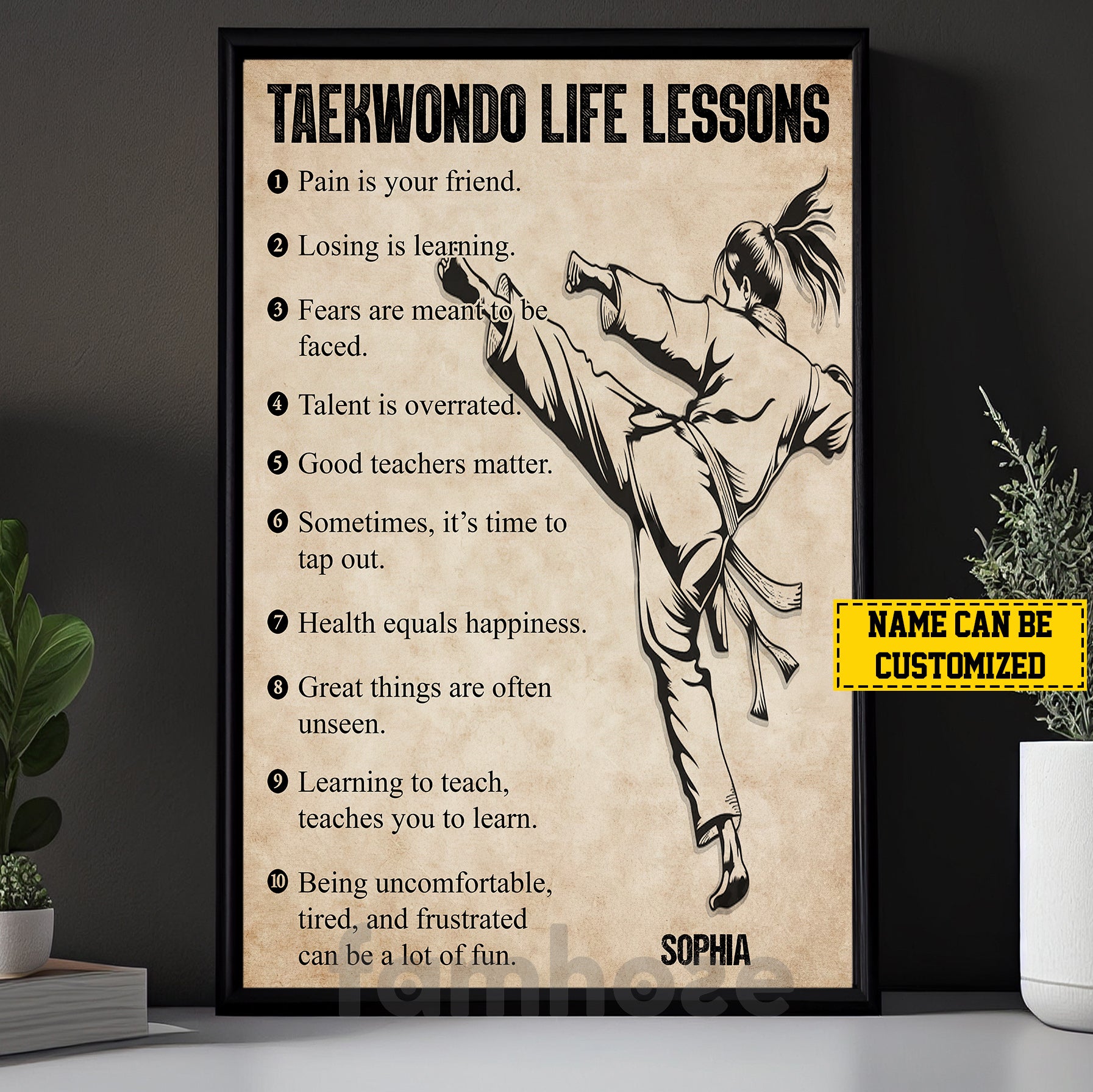 Motivational Personalized Taekwondo Girl Canvas Painting, Taekwondo Li ...