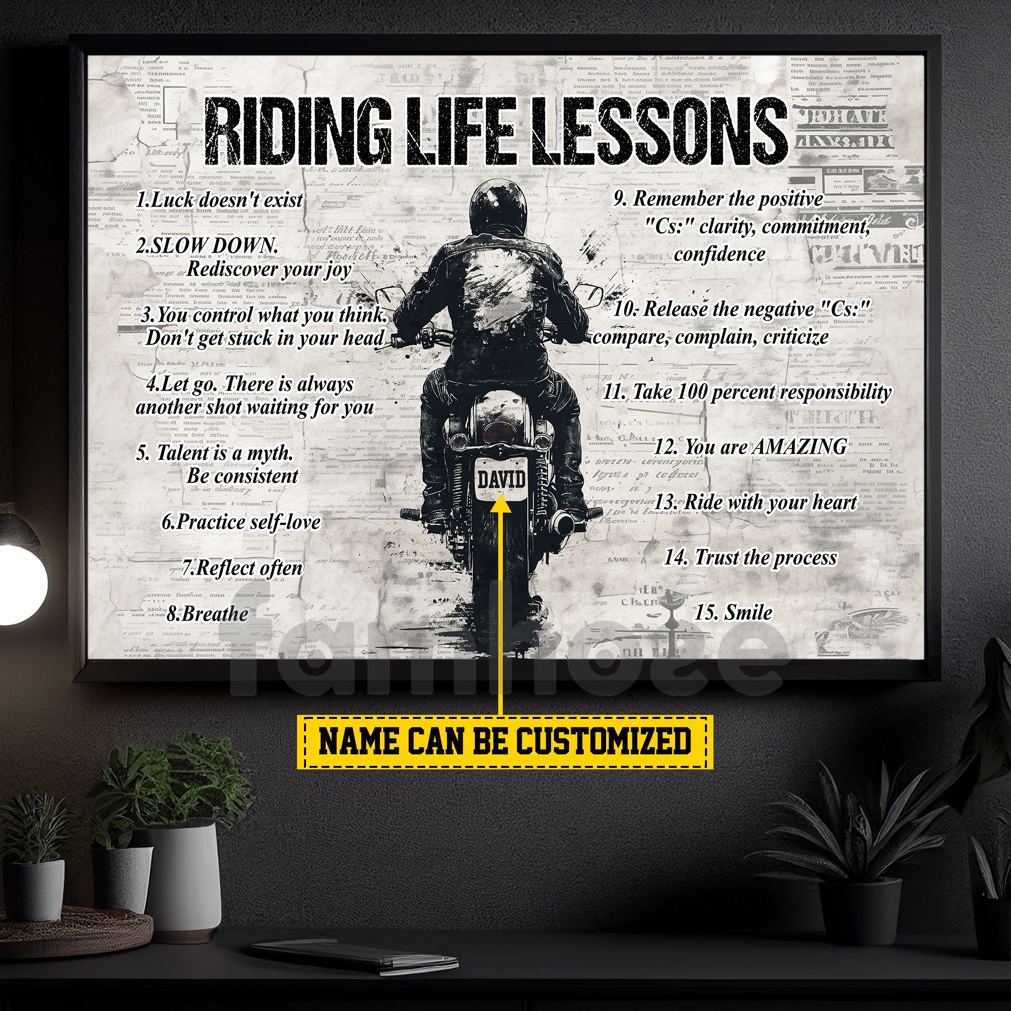 Personalized Motivational Quote Motorcycle Canvas Painting, Riding Lif ...