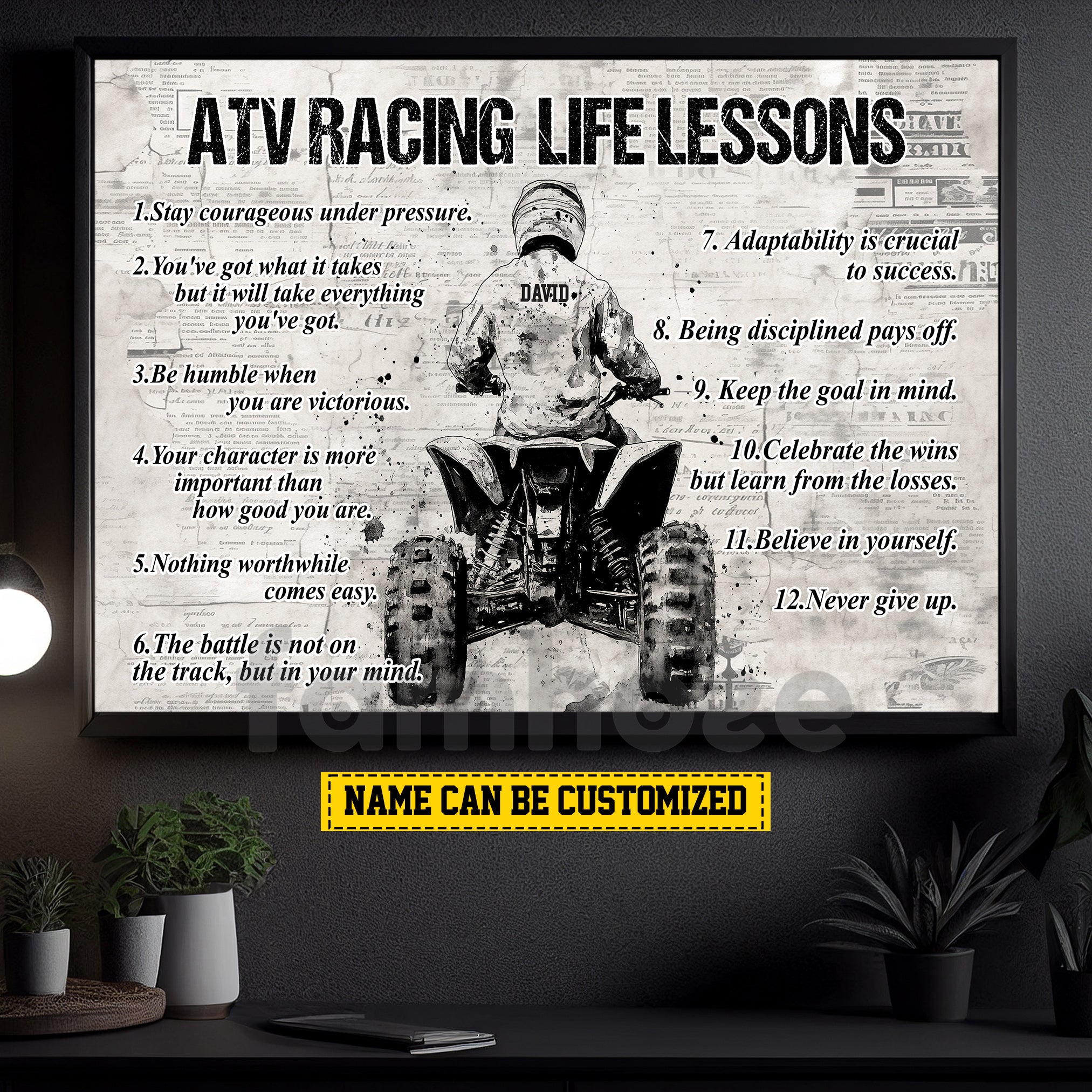 Vintage Personalized ATV Racing Canvas Painting, ATV Racing Life Lesso ...