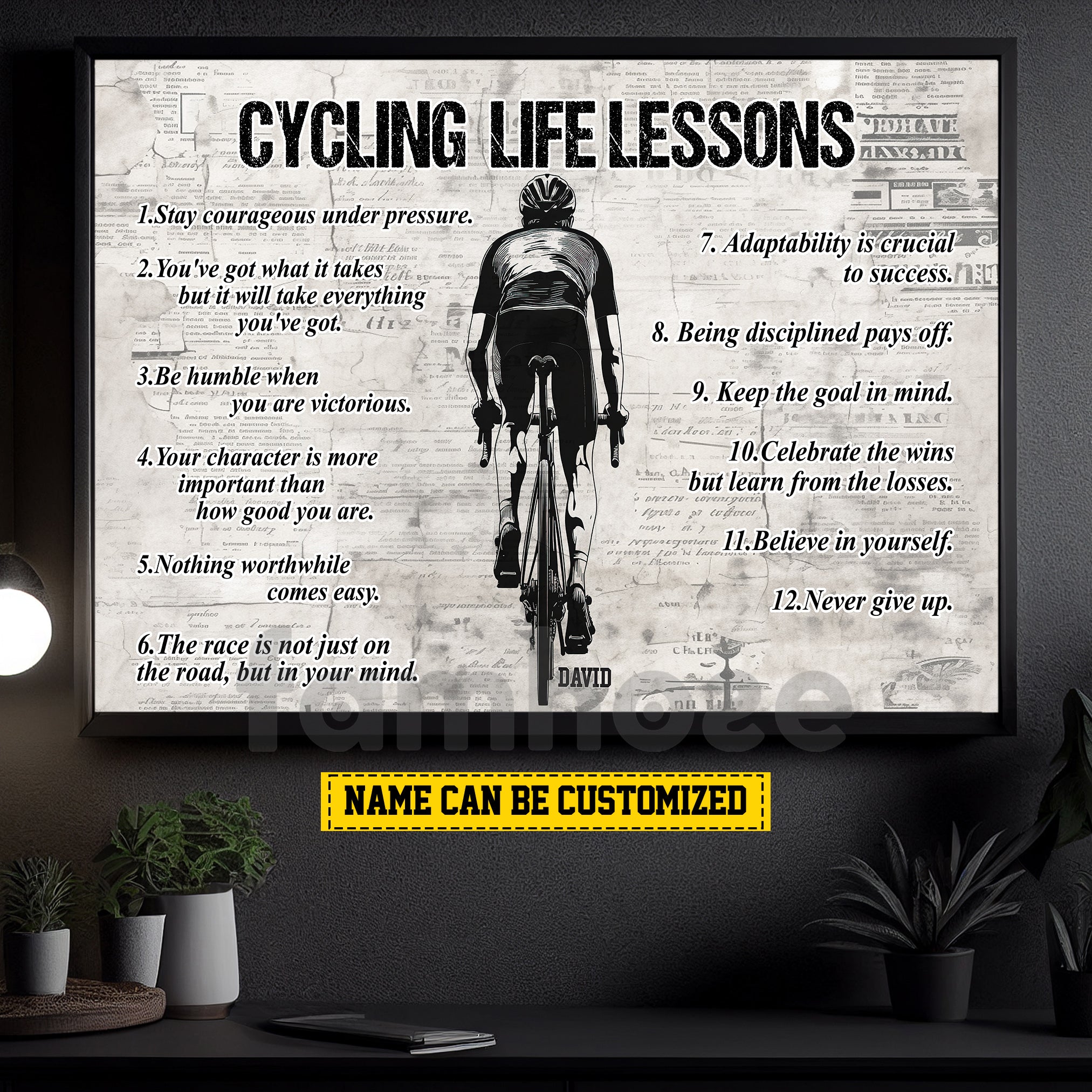 Personalized Motivational Cycling Canvas Painting, Cycling Life Lesson ...