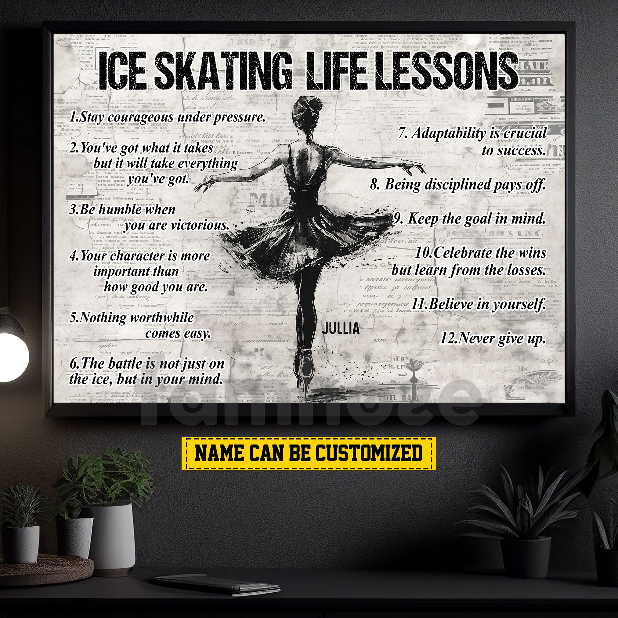 Personalized Ice Skating Girl Canvas Painting, Ice Skating Life Lesson ...