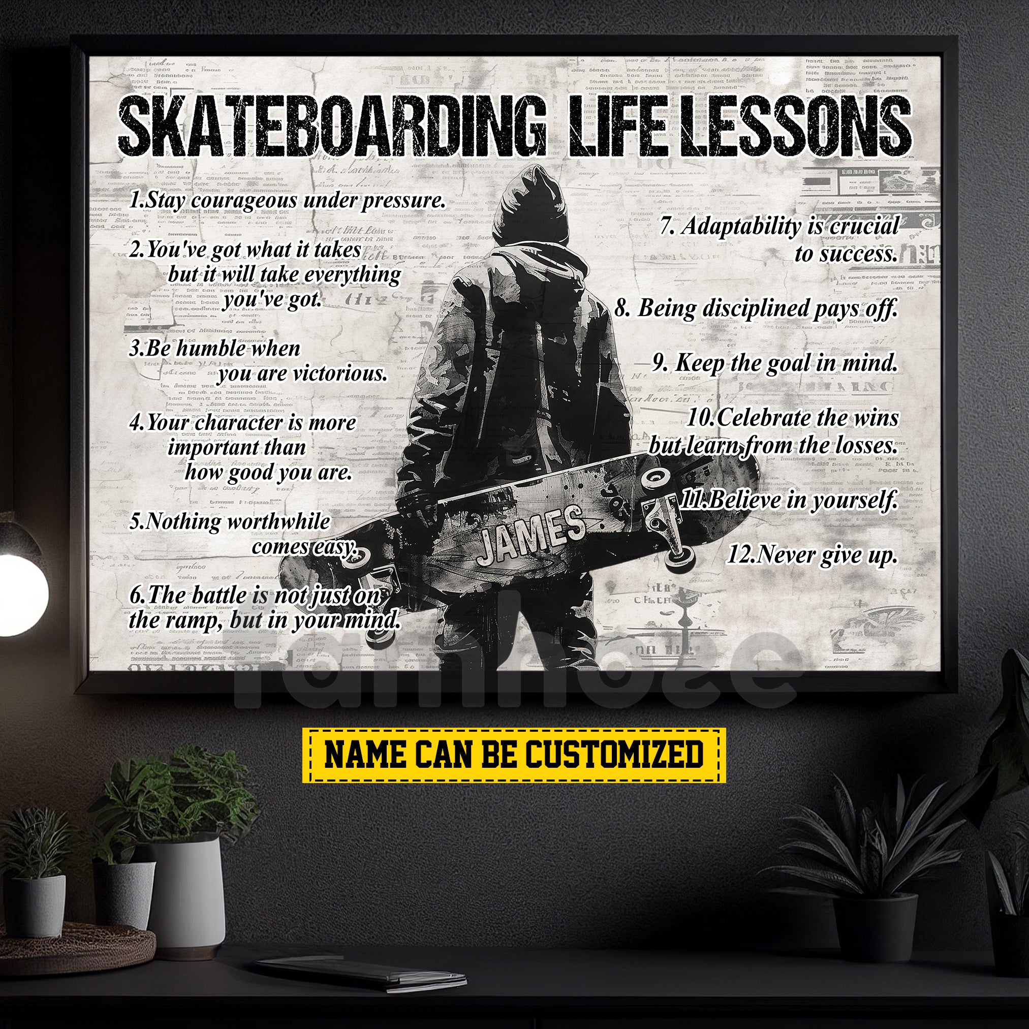 Personalized Skateboarding Canvas Painting, Skateboarding Life Lessons ...