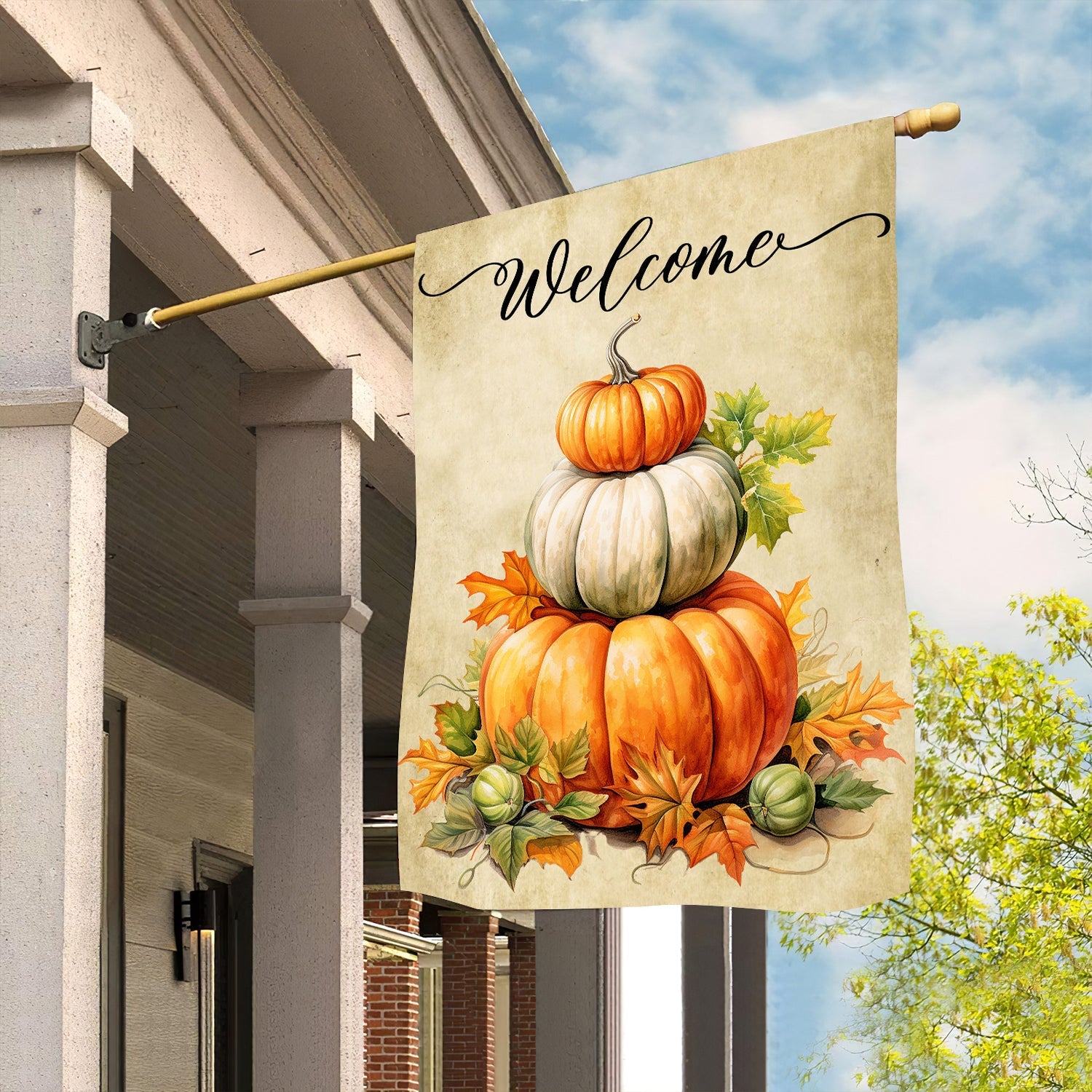 Welcome Pumpkins Thanksgiving Flag, Full Of Pumpkins In My Garden, Pum ...