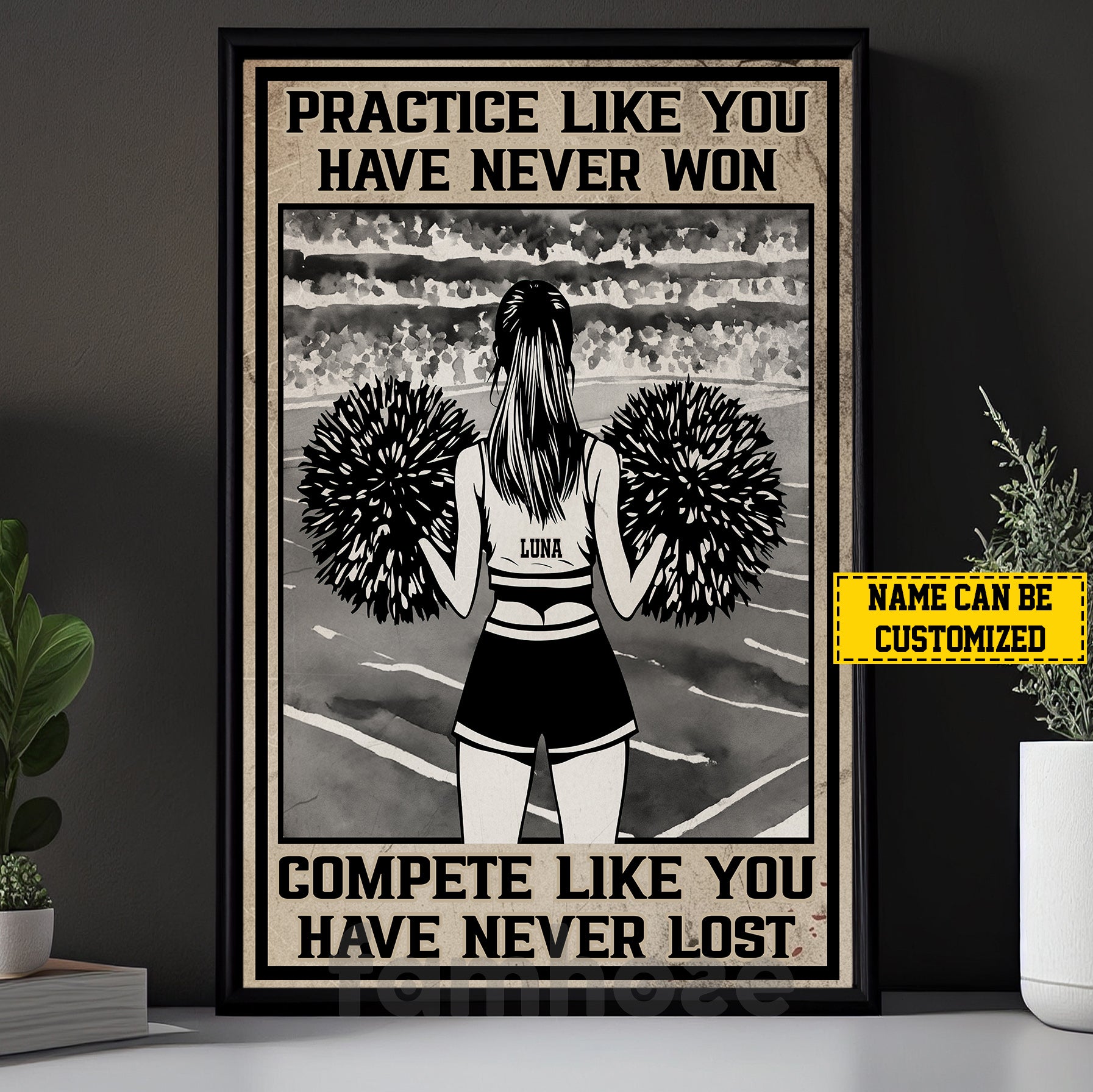 Motivational Personalized Cheerleading Girl Canvas Painting, Practice ...