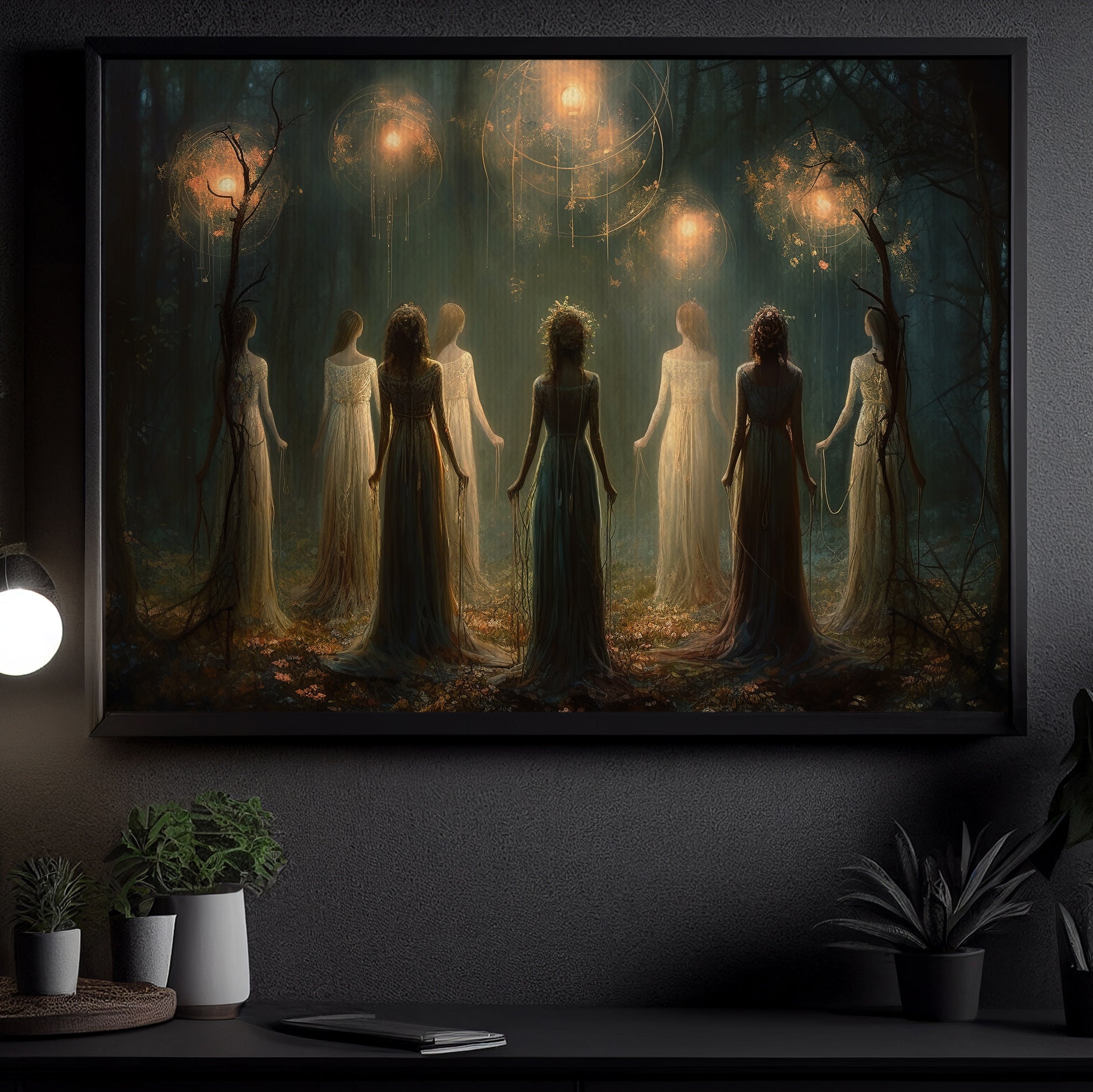 Fireworks Moon Calling Magic Witchy Canvas Wall Art Print - Mystic Inv ...