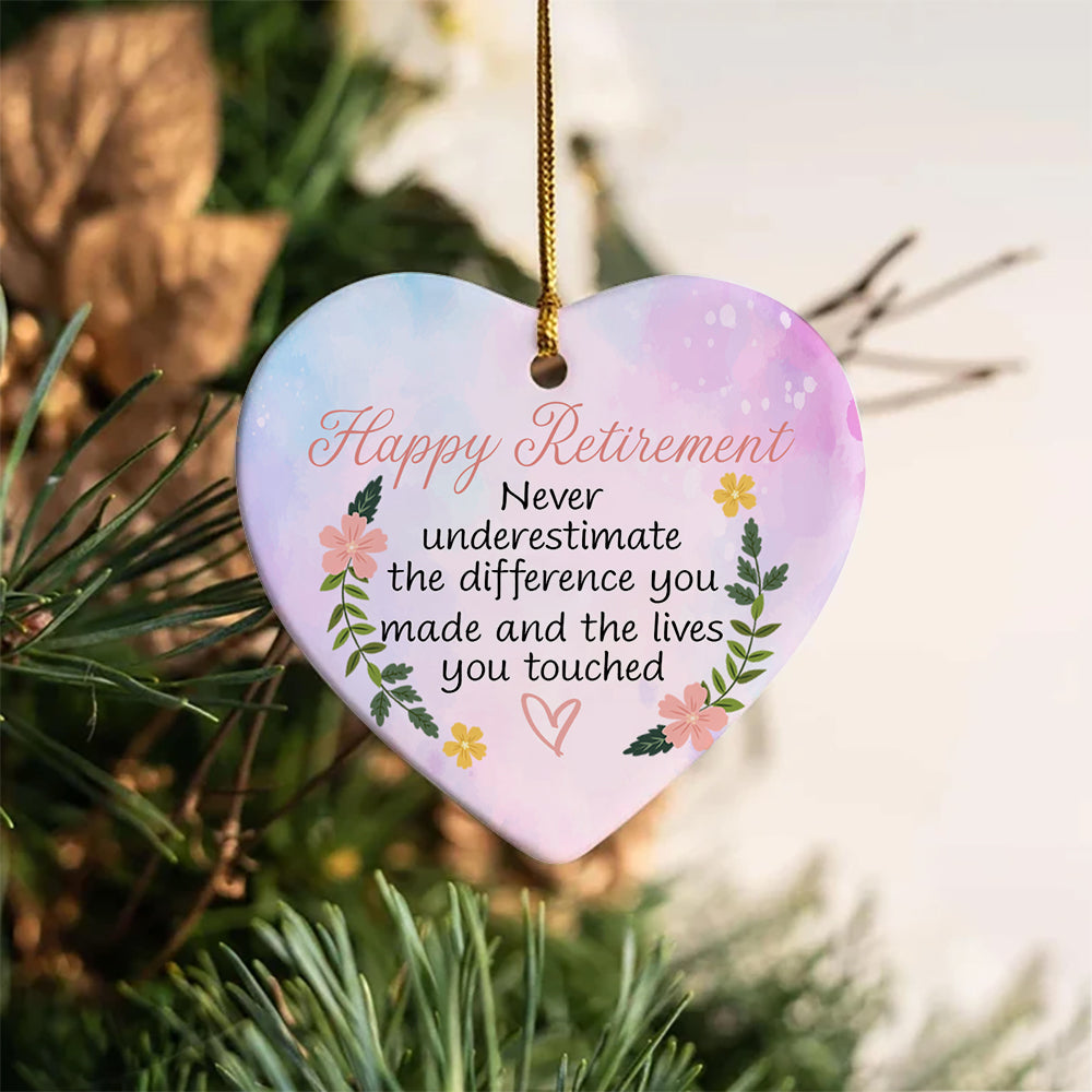 Happy Retirement Christmas Heart Ceramic Ornament Gift For Retired Peo ...