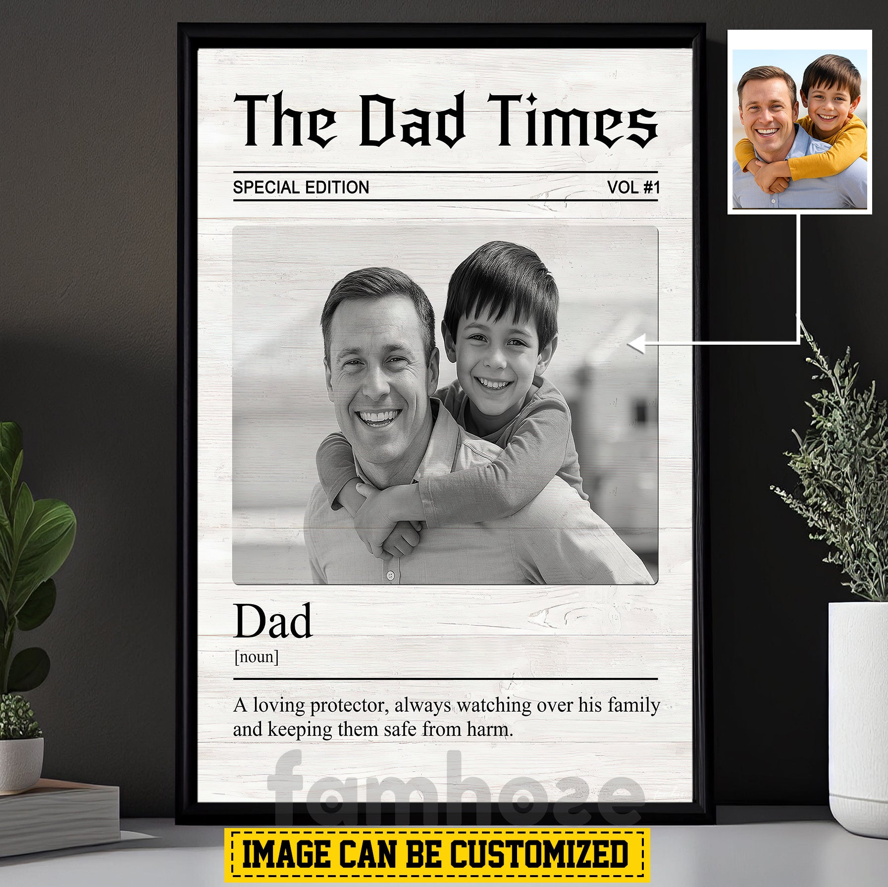 Vintage Personalized Dad Canvas Painting, The Dad Times Wall Art Decor ...