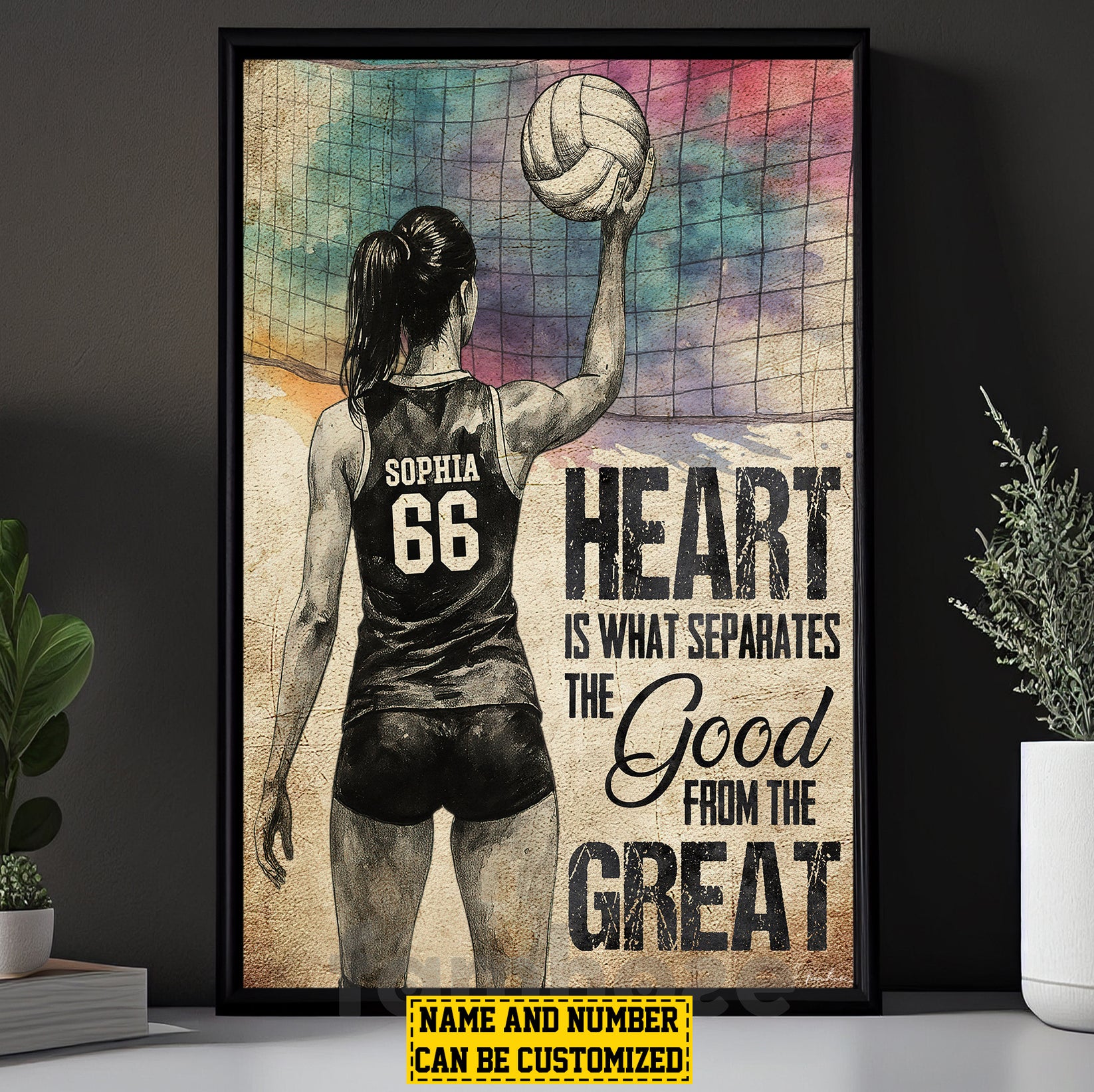 Personalized Volleyball Girl Canvas Painting, Good From The Great Wall ...