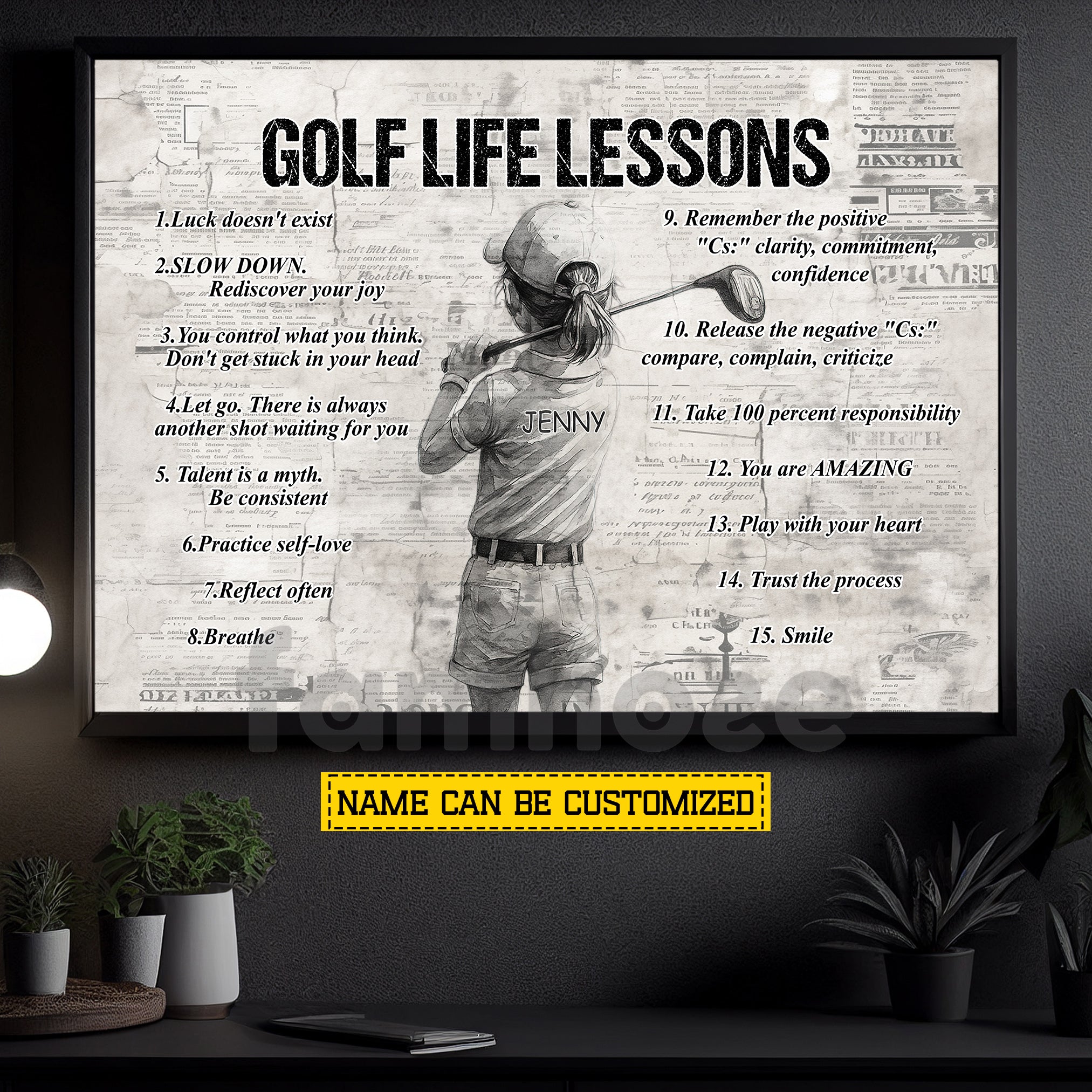 Motivational Personalized Golf Girl Kid Canvas Painting, Golf Life Les ...