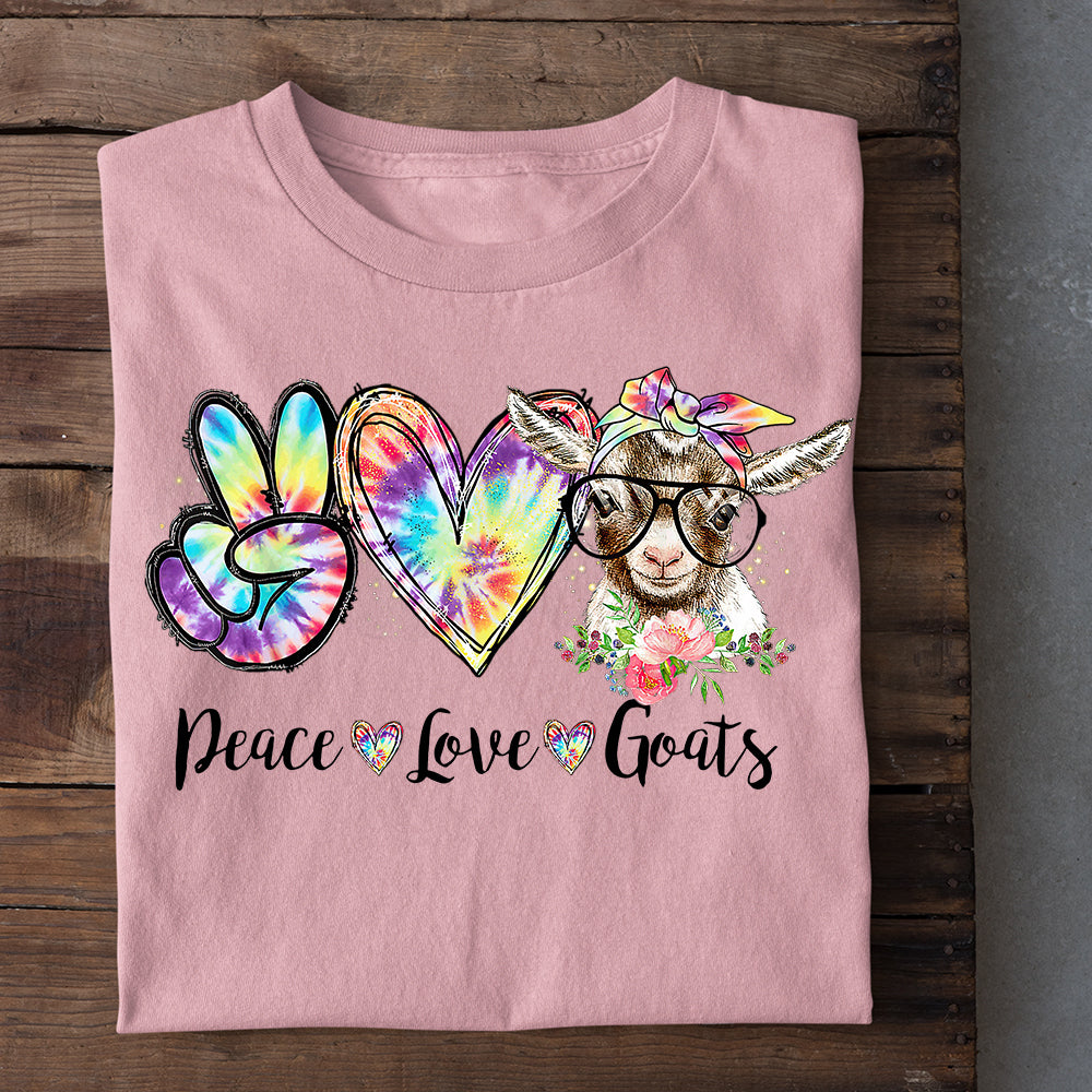 Cute Goat T-shirt, Peace Love Goats, Gift For Goat Lovers, Goat Tees ...
