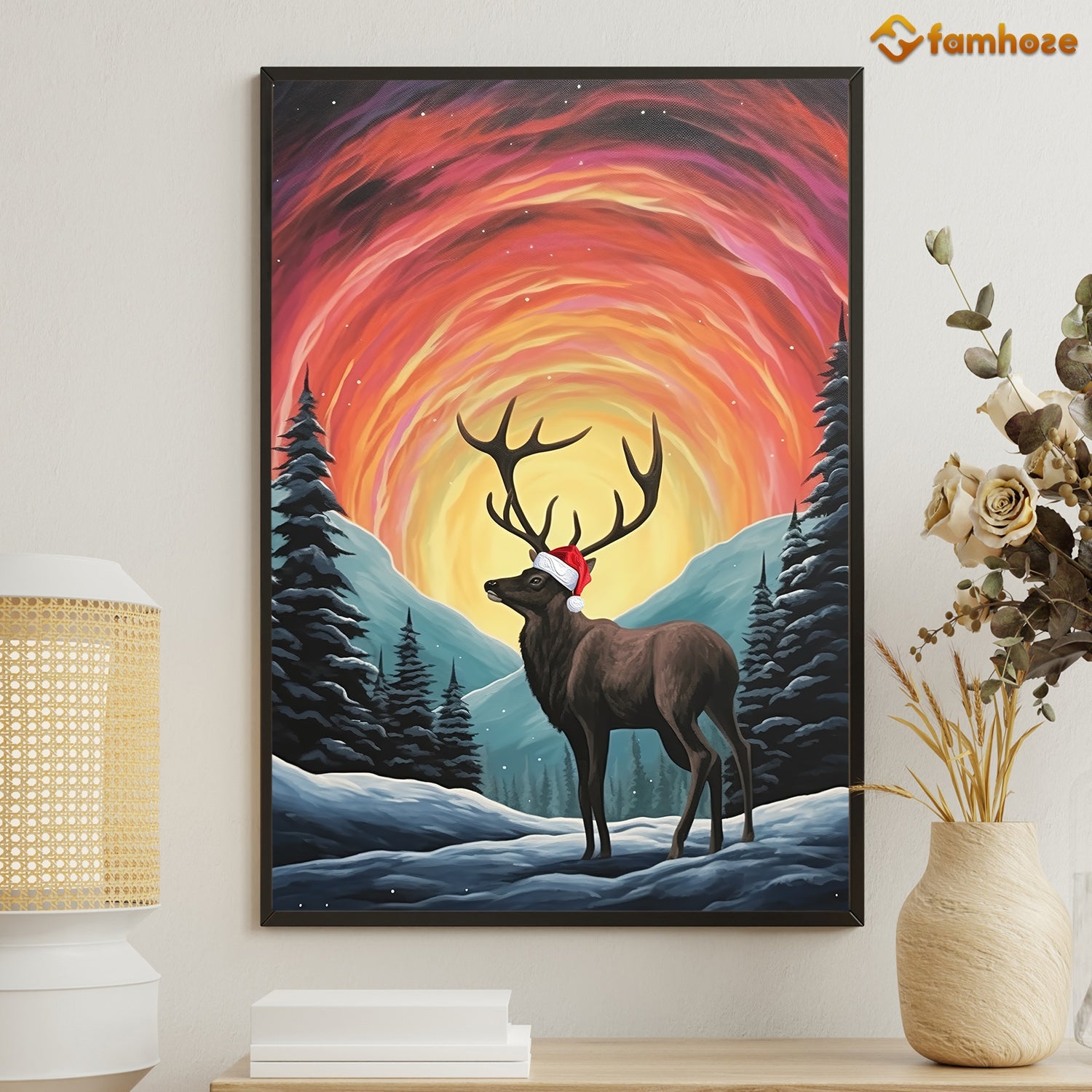 Majestic Winter Solstice A Reindeer's Twilight Christmas Canvas Painti ...