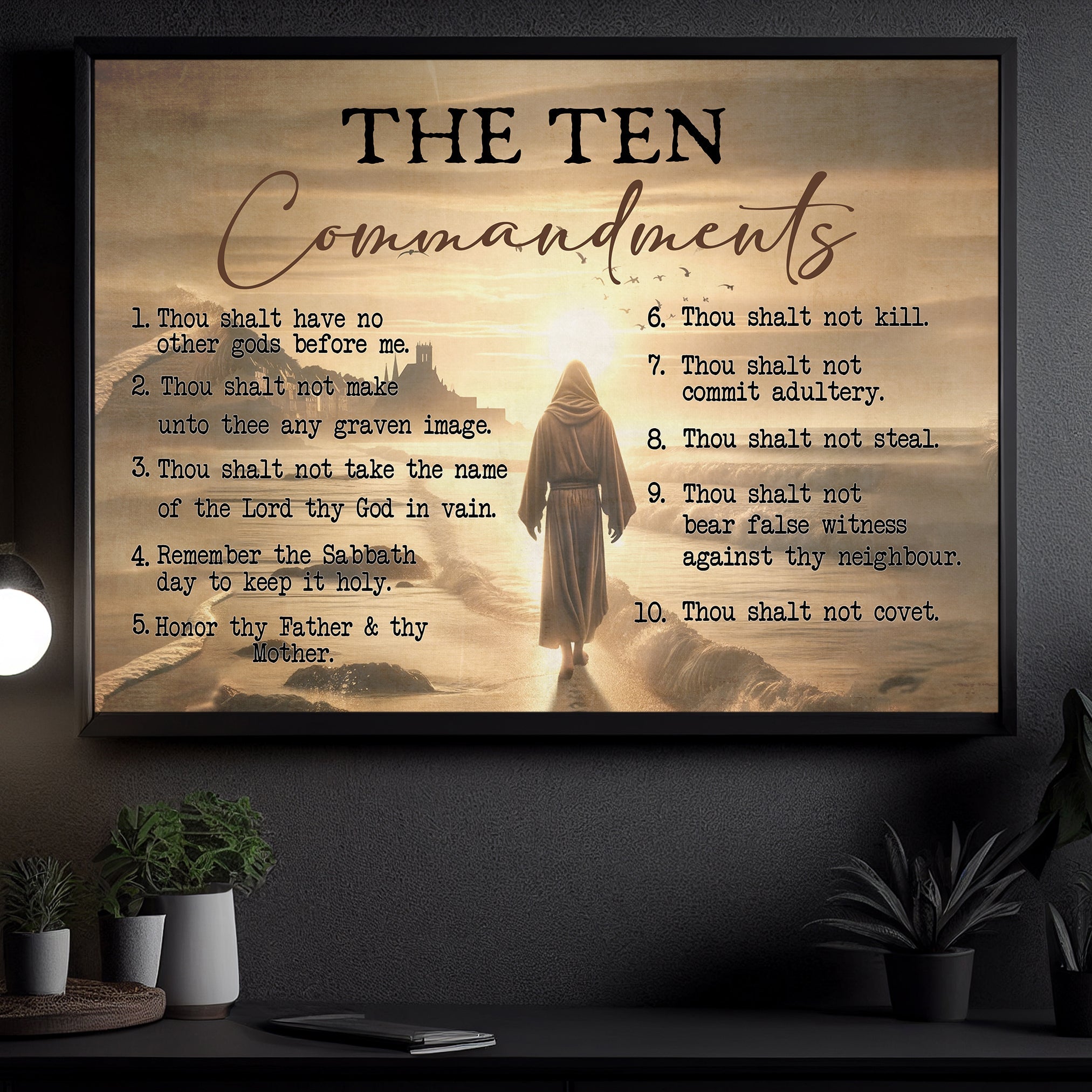 The Ten Commandments, Jesus Canvas Painting, Inspirational Quotes Wall ...