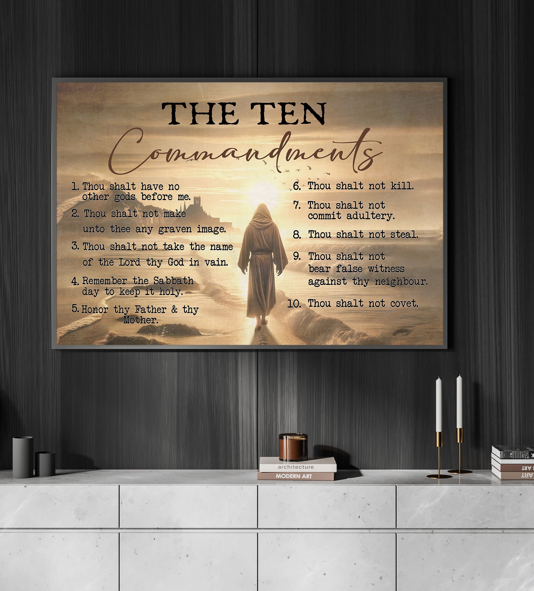 The Ten Commandments, Jesus Canvas Painting, Inspirational Quotes Wall ...