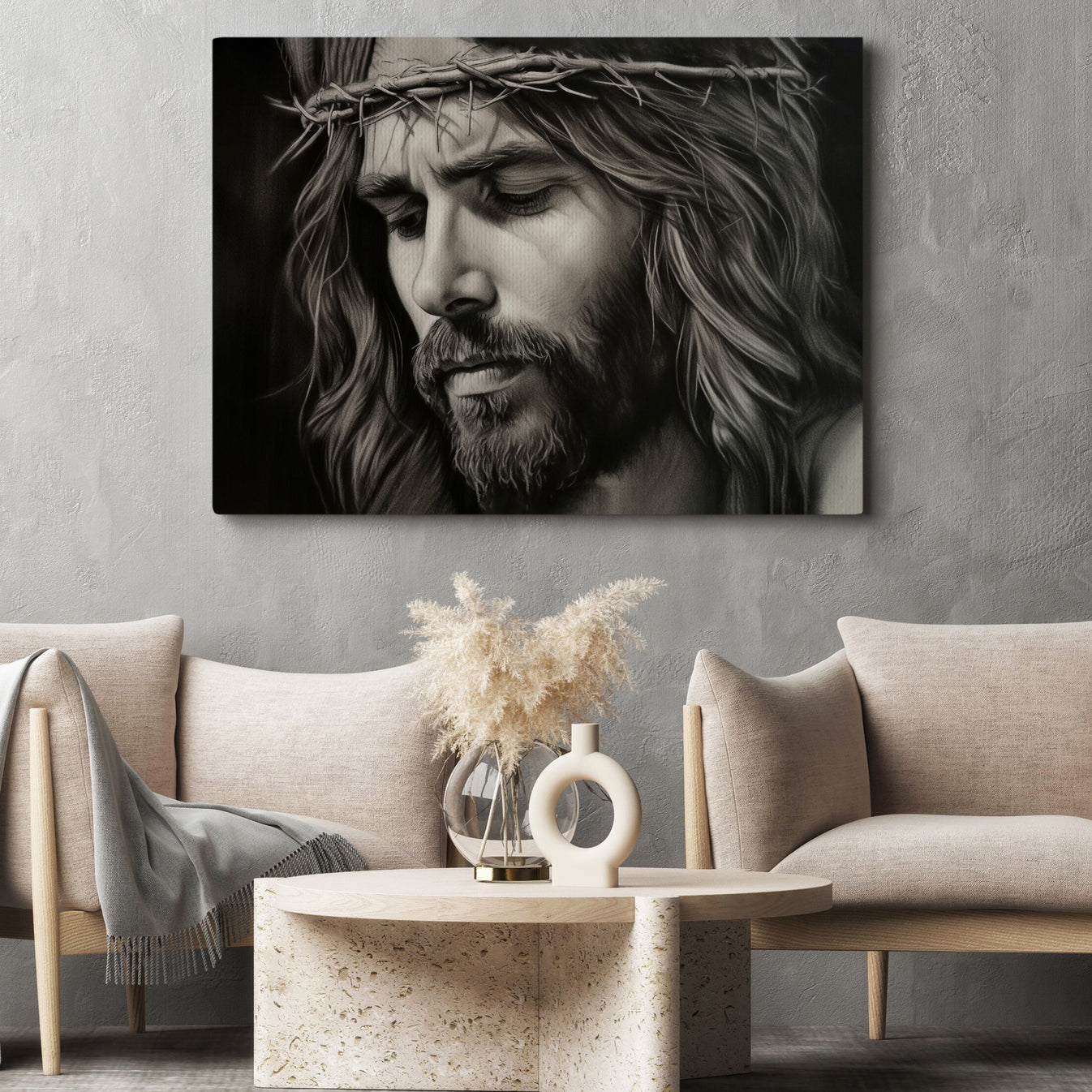Jesus Face Portrait, Jesus Canvas Painting, Religious Wall Art Decor ...