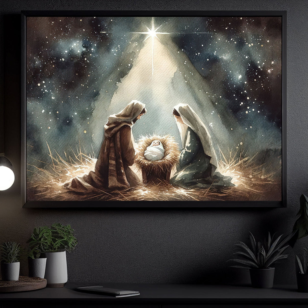 Holy Family The Birth Of Hope, Nativity Christmas Canvas Painting, Xma ...