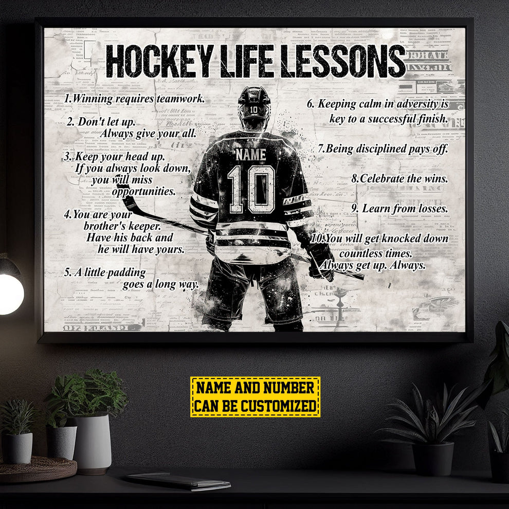 Hockey Life Lessons, Personalized Motivational Hockey Canvas Painting ...