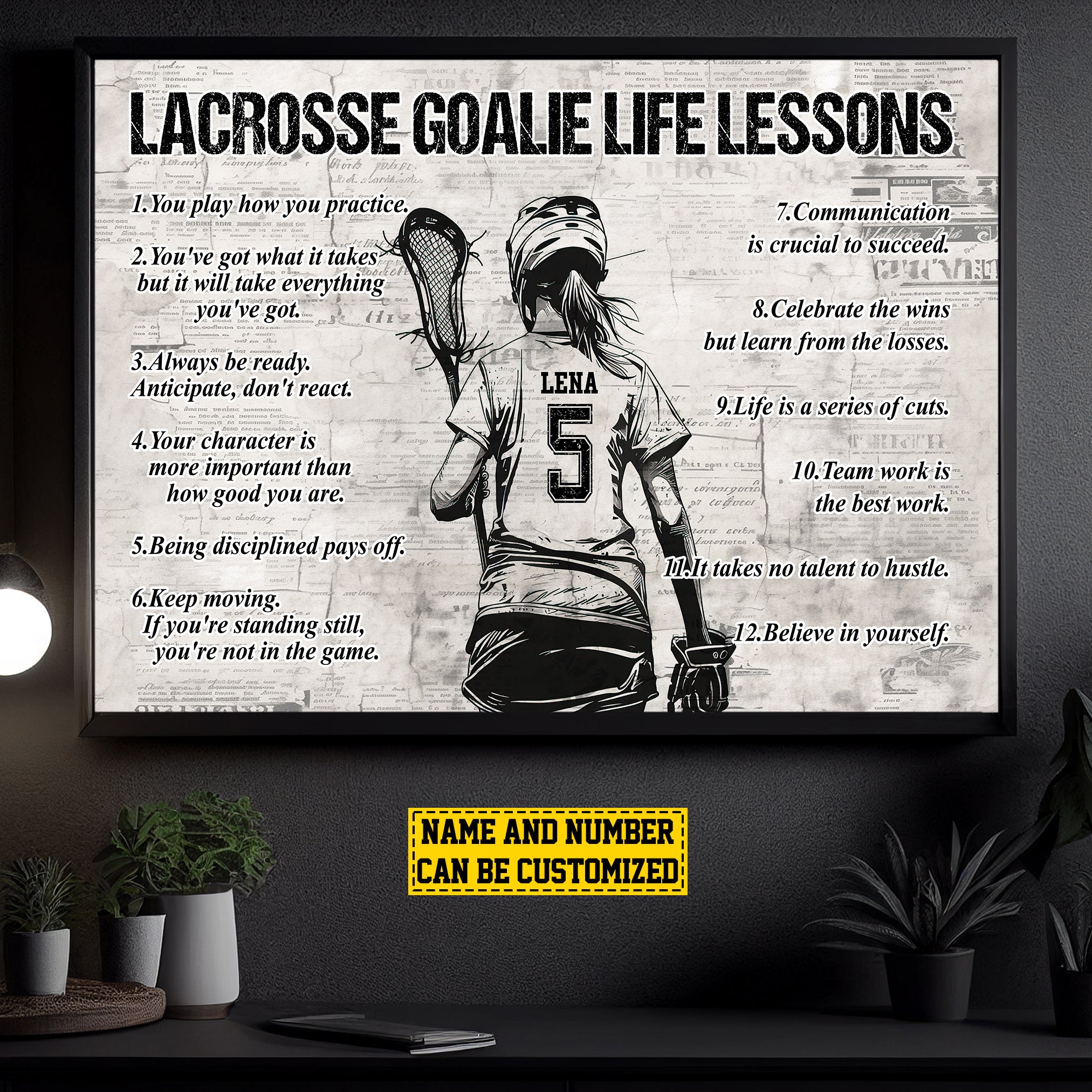 Lacrosse Goalie Girl Life Lessons, Personalized Motivational Lacrosse ...