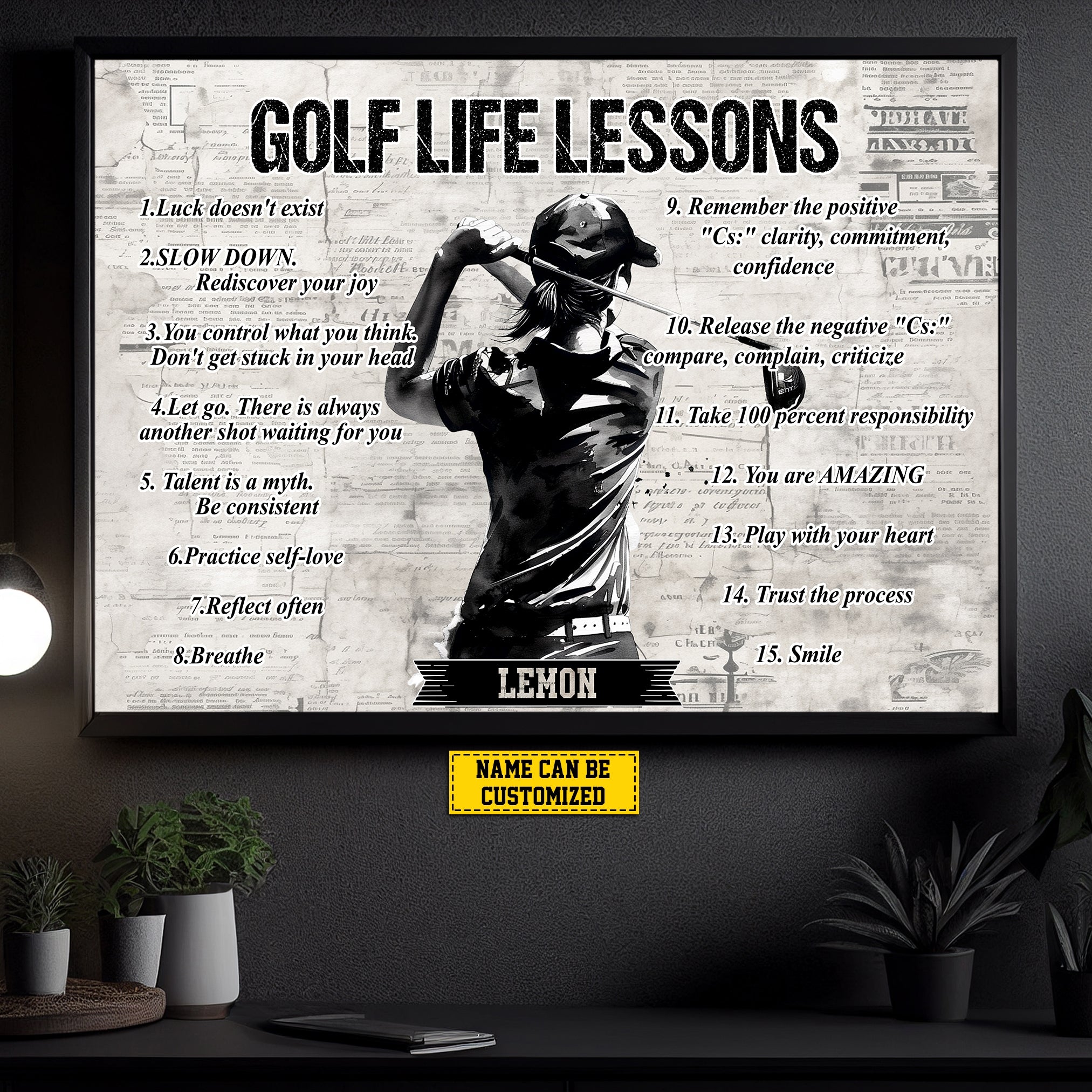 Golf Life Lessons, Personalized Motivational Golf Girl Canvas Painting ...
