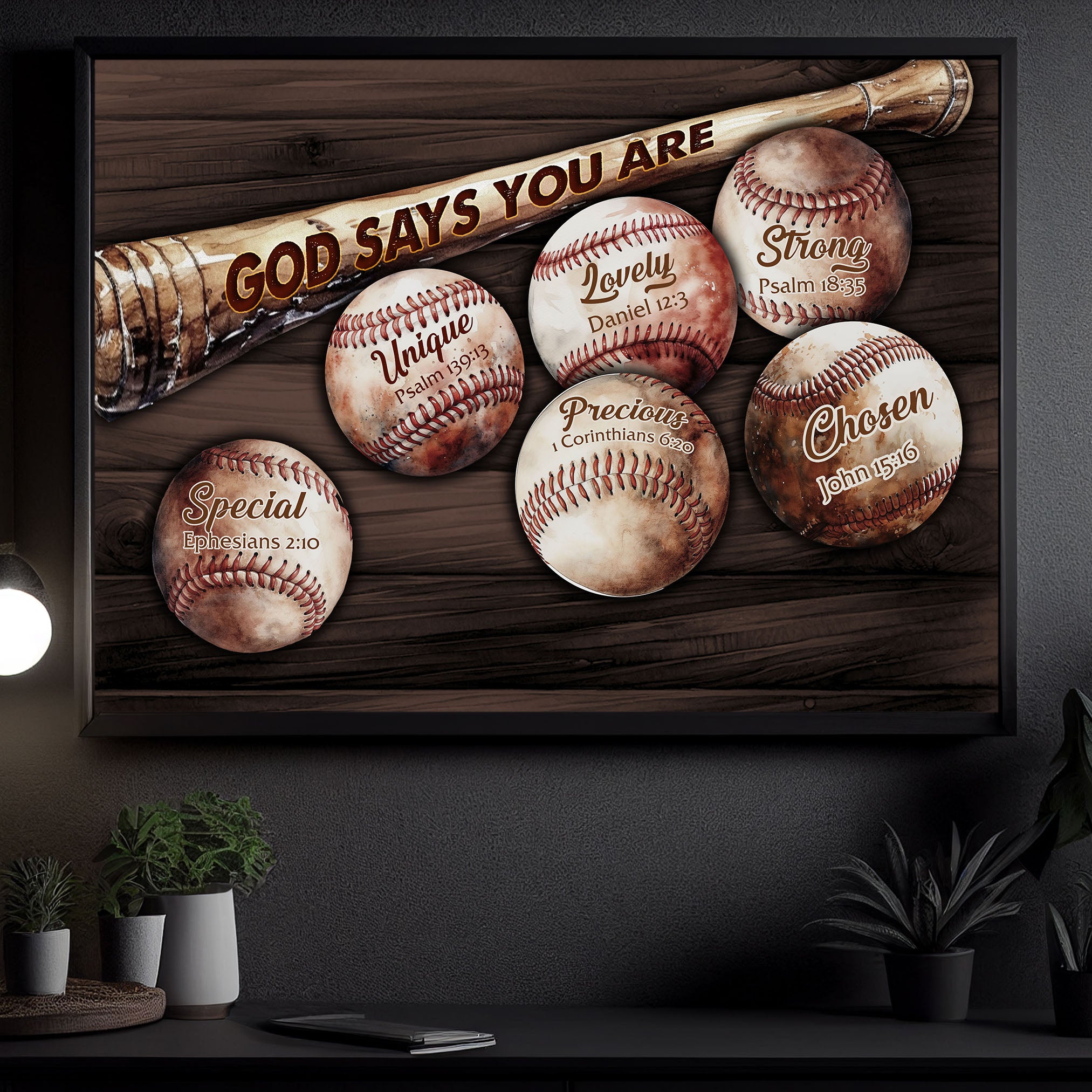 God Says You Are Unique Chosen, Baseball Canvas Painting, Wall Art Dec ...