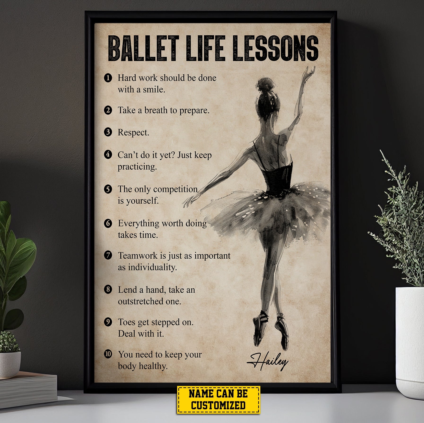 Ballet Life Lessons, Personalized Motivational Ballet Dancer Girl Canv ...