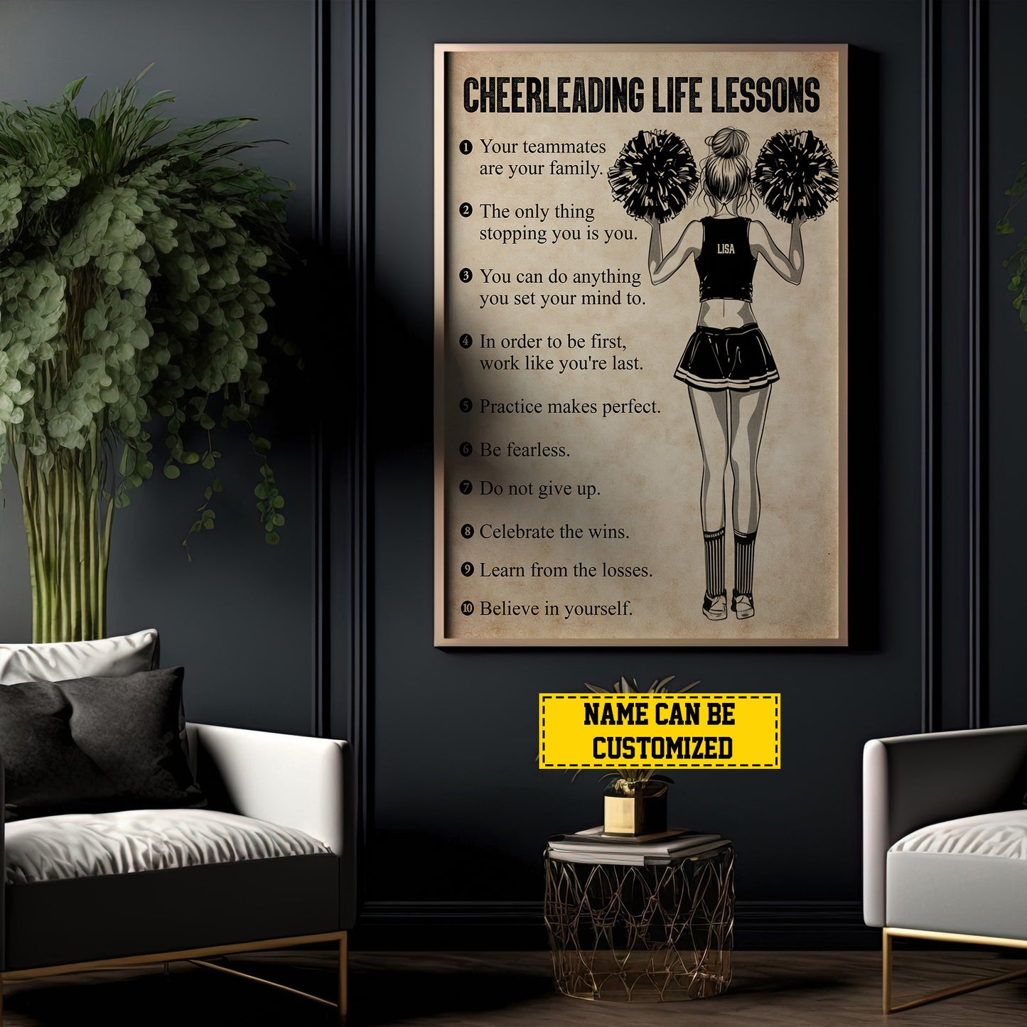 Cheerleading Life Lessons, Personalized Motivational Cheerleading Canv ...