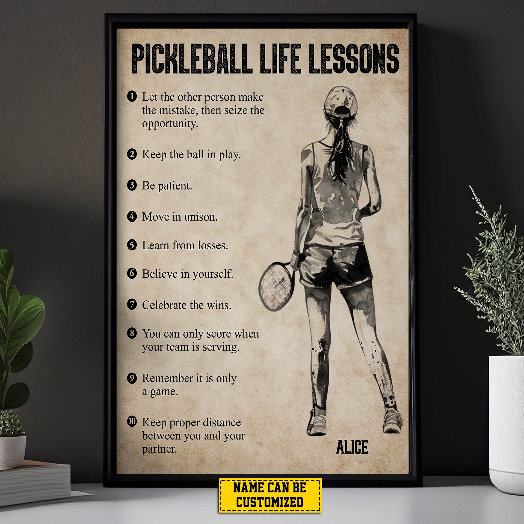 Vintage Pickleball Girl Life Lessons, Motivational Pickleball Canvas P ...