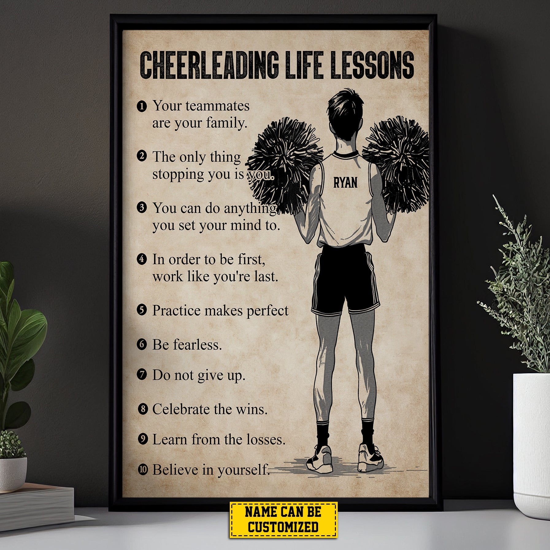 Personalized Motivational Cheerleading Boy Canvas Painting, Cheerleadi ...